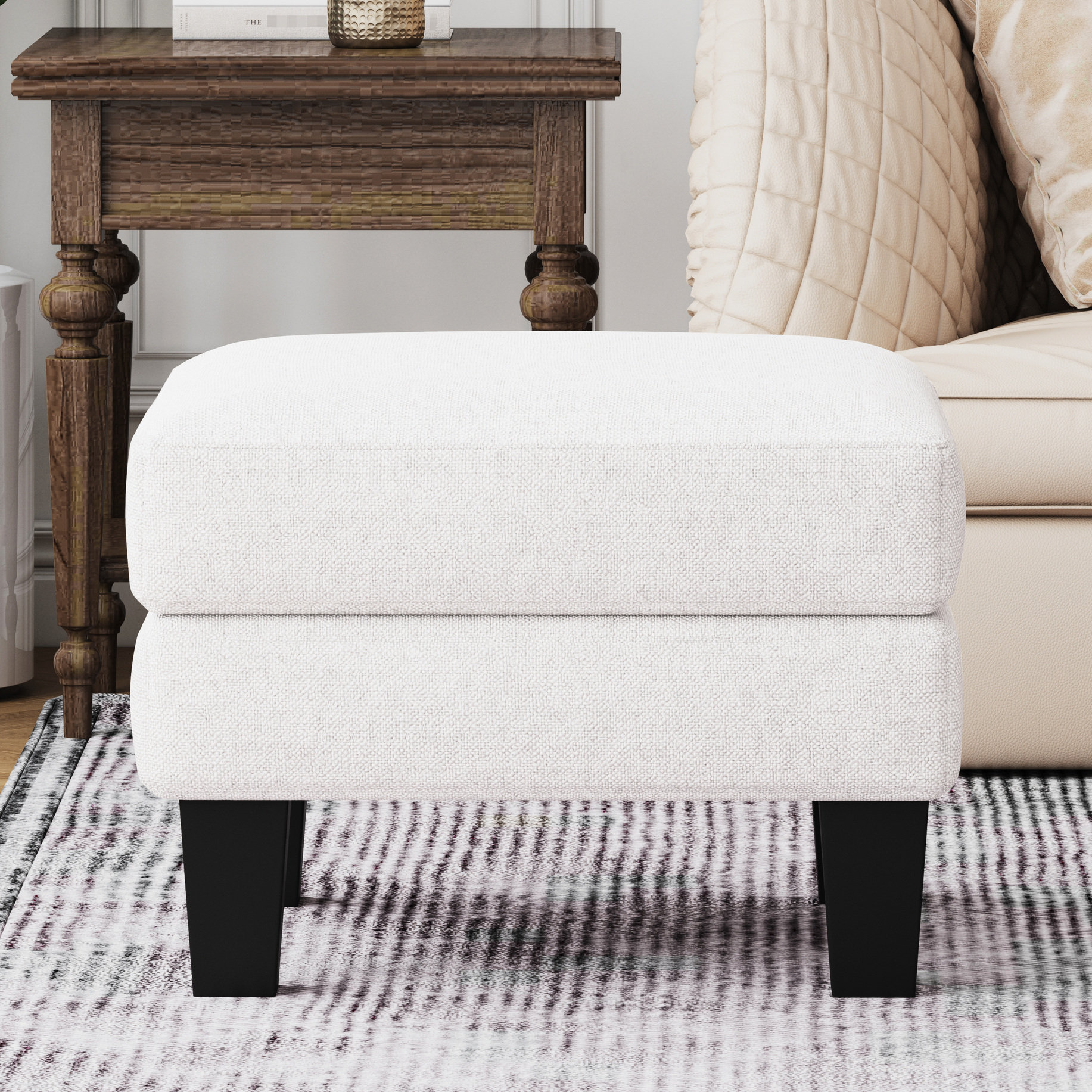 Latitude Run® Fabric Stool - Ideal For Hallway & Living Room Thick Seat ...