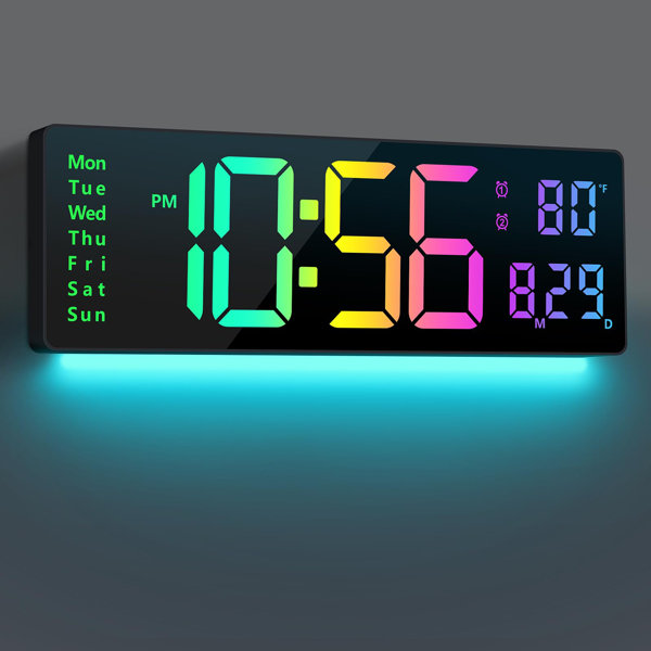 Wrought Studio™ Digital Wall Clock Large Display 16", Digital Clock ...