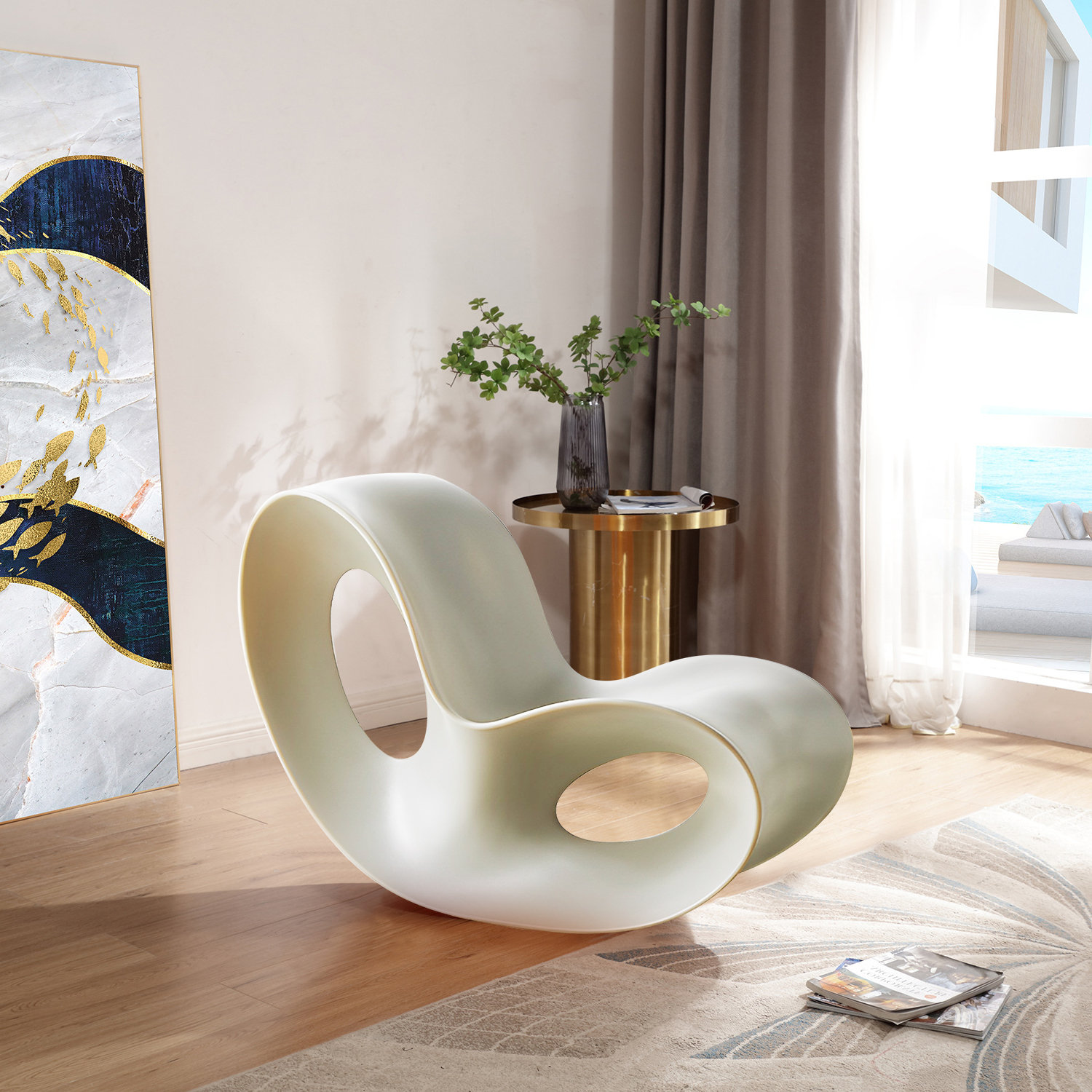 Orren Ellis Keshet Polyethylene Plastic Rocking Chair | Wayfair