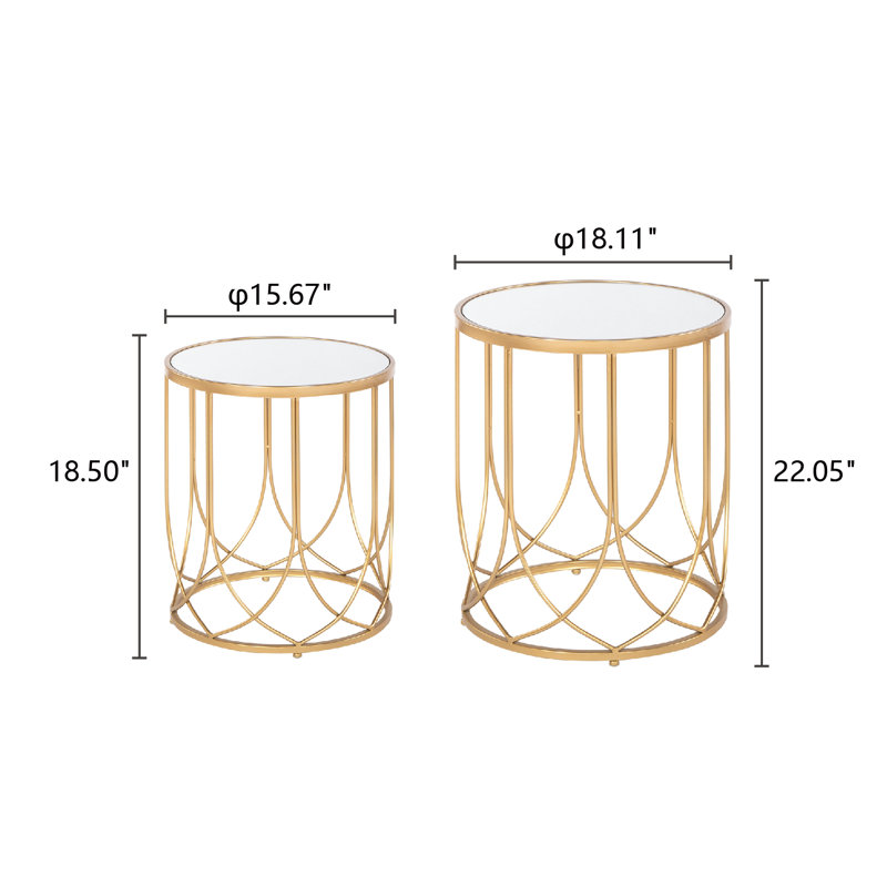 Everly Quinn Glass Tray Top Frame Nesting Tables | Wayfair