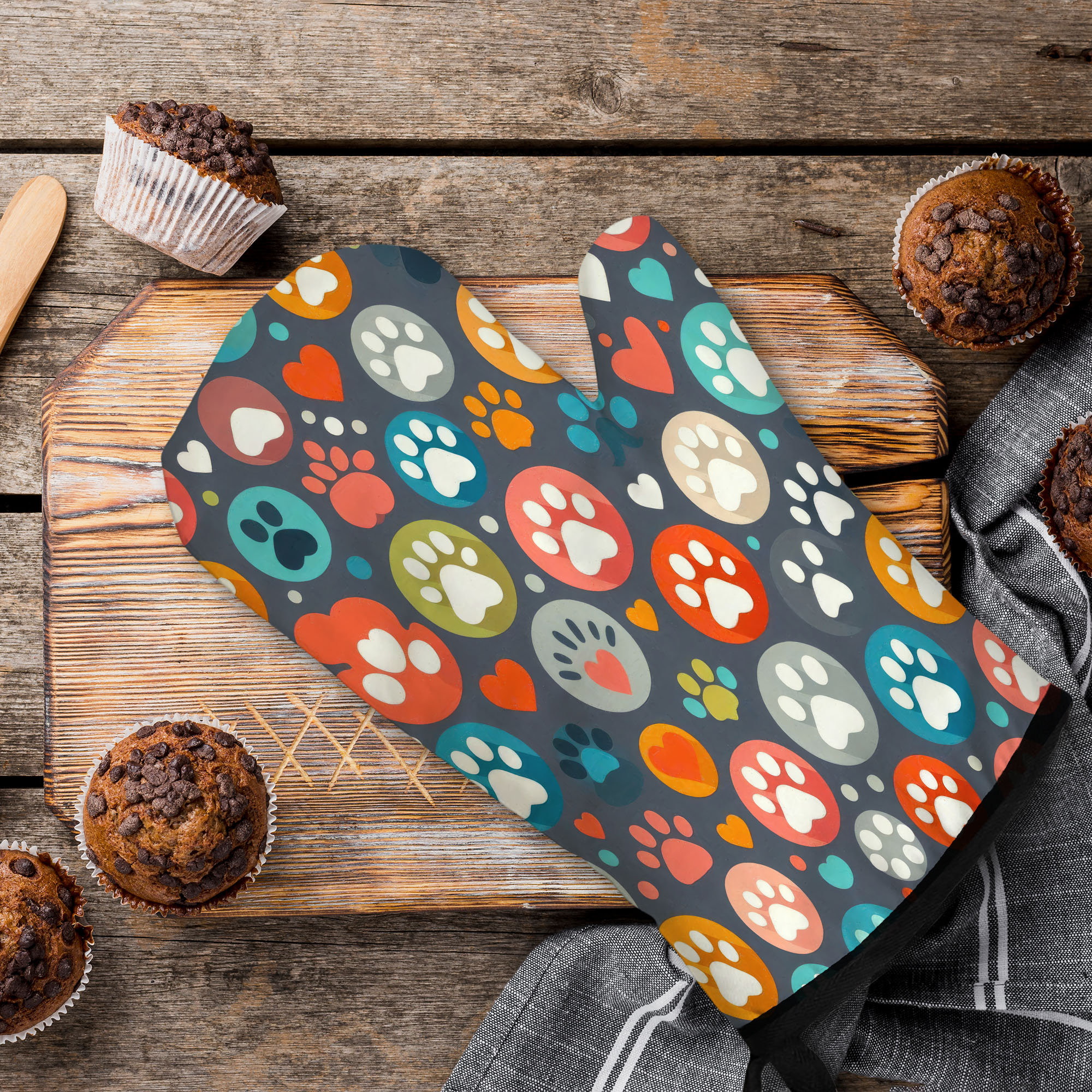 MentionedYou Cute Paw Tracks Oven Mitt Cotton Twill | Wayfair