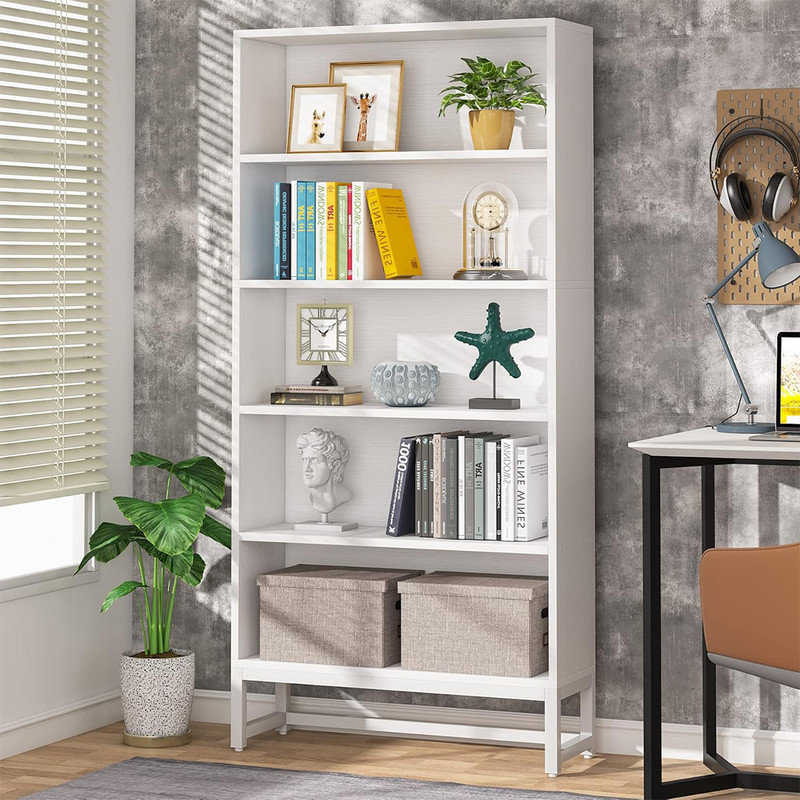 Latitude Run® 70.8” Bookcases Organizer with 5-Tier Storage Shelves ...