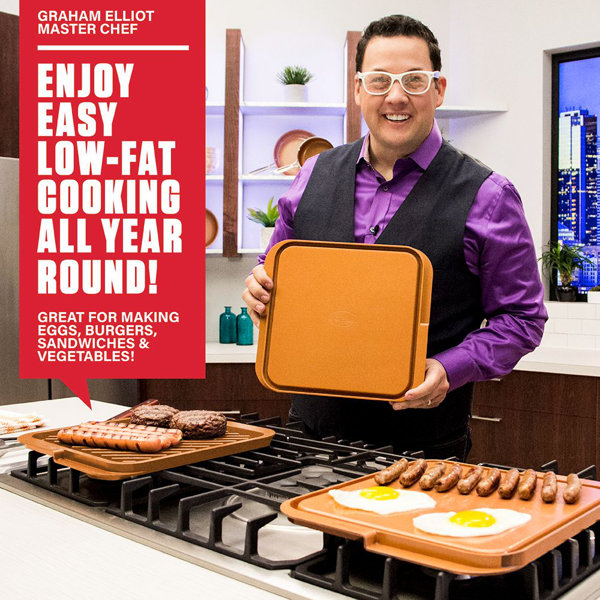 Gotham Steel Nonstick Double Grill and Griddle Reversible X-Large Pan ...