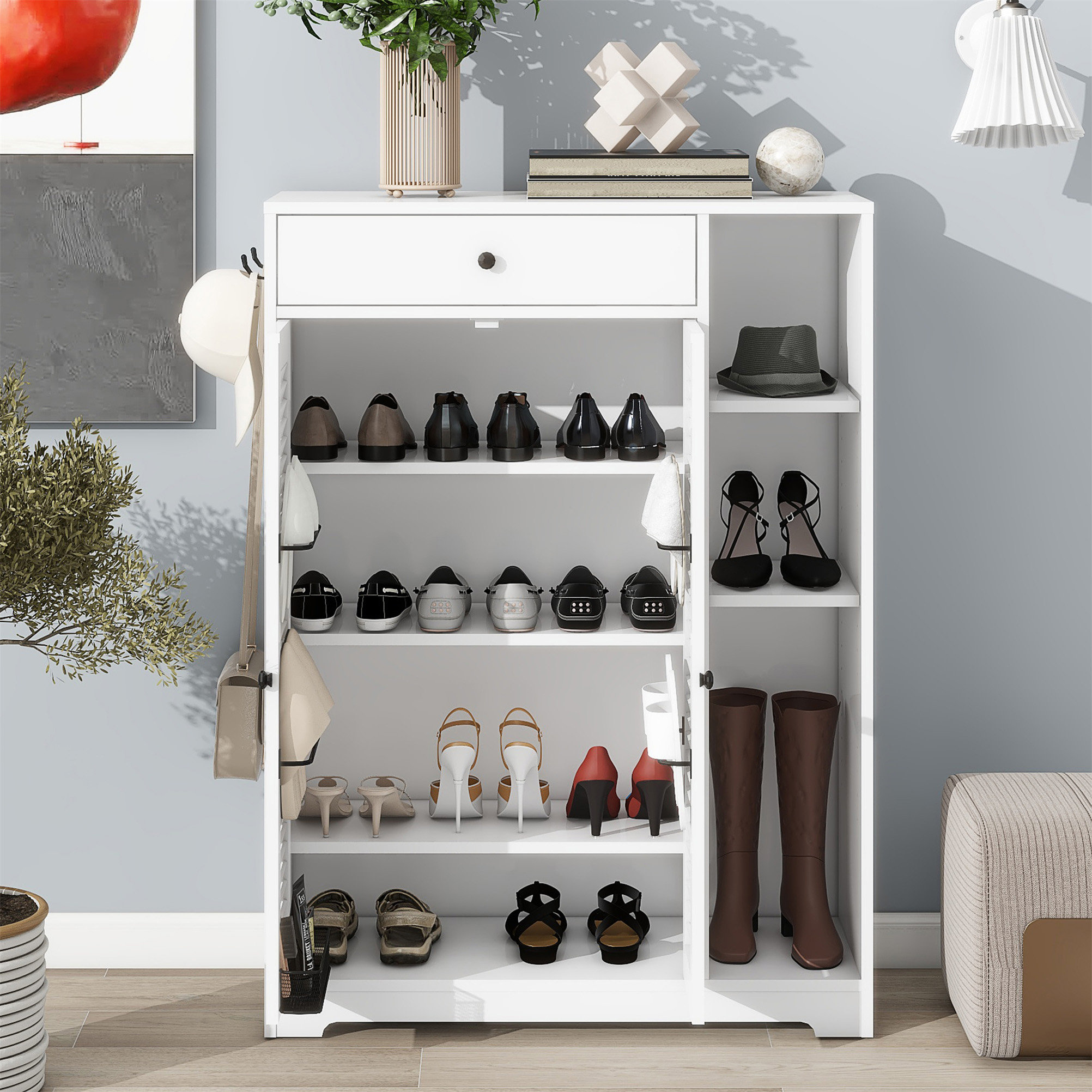 Lark Manor™ Freestanding Shoe Rack Organizer With 2 Shutter Door ...