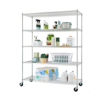 TRINITY Black 4-Tier NSF Steel Wire Shelving Unit (48 in. W x 72 in. H ...