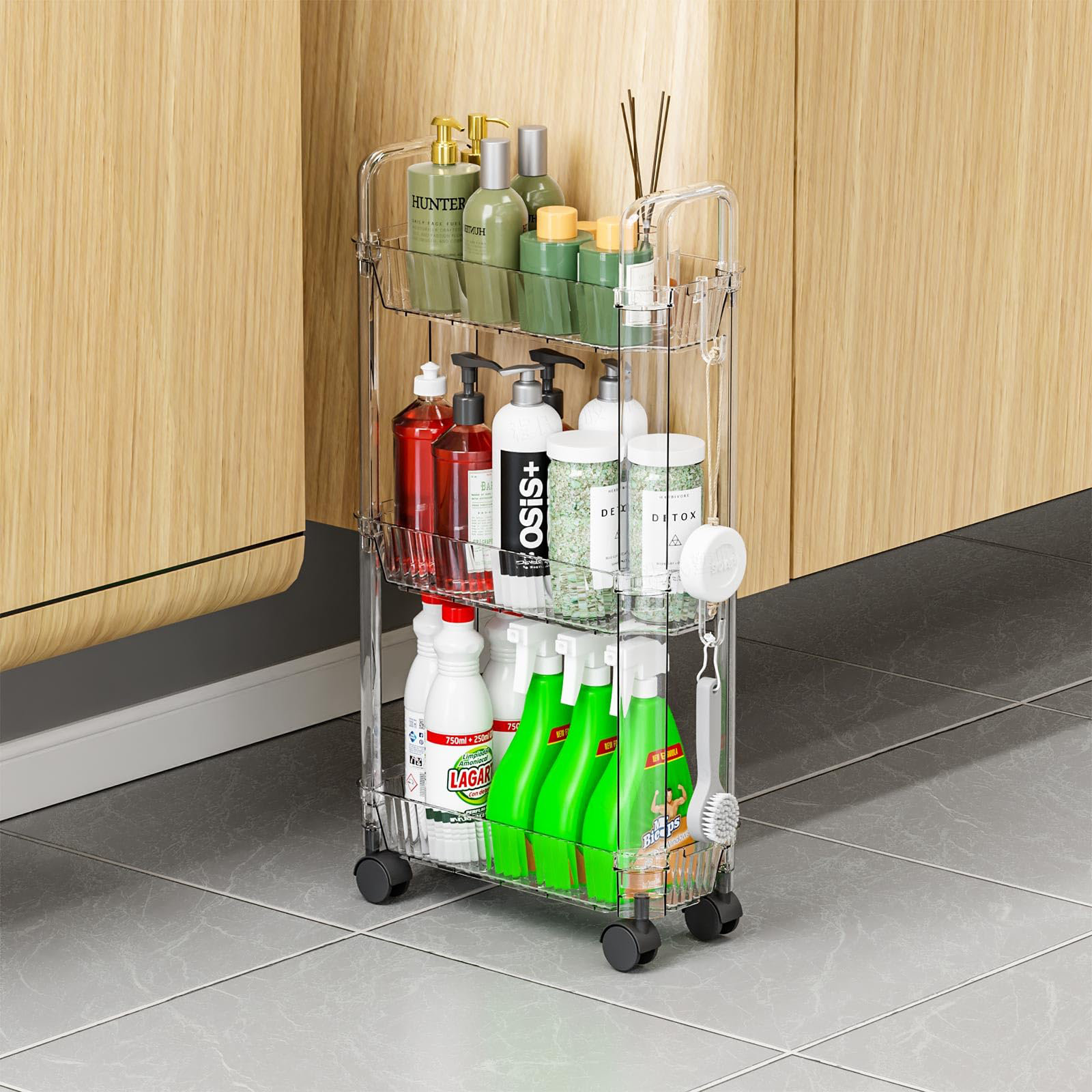 ACTIVE DOOR & WINDOW 3-Tier Slim Rolling Storage Cart With Wheels For ...