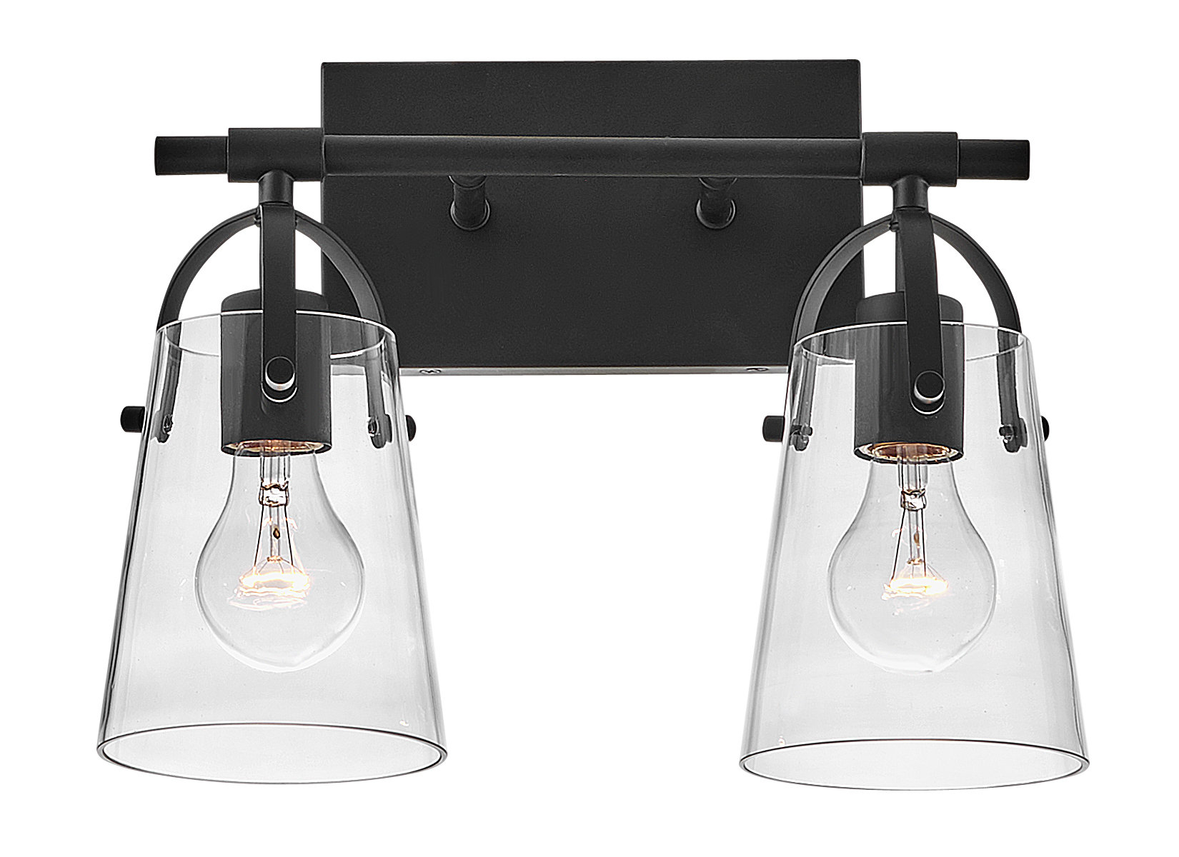 Hinkley Foster 2-Light Dimmable Black Vanity Light with Clear Shade ...