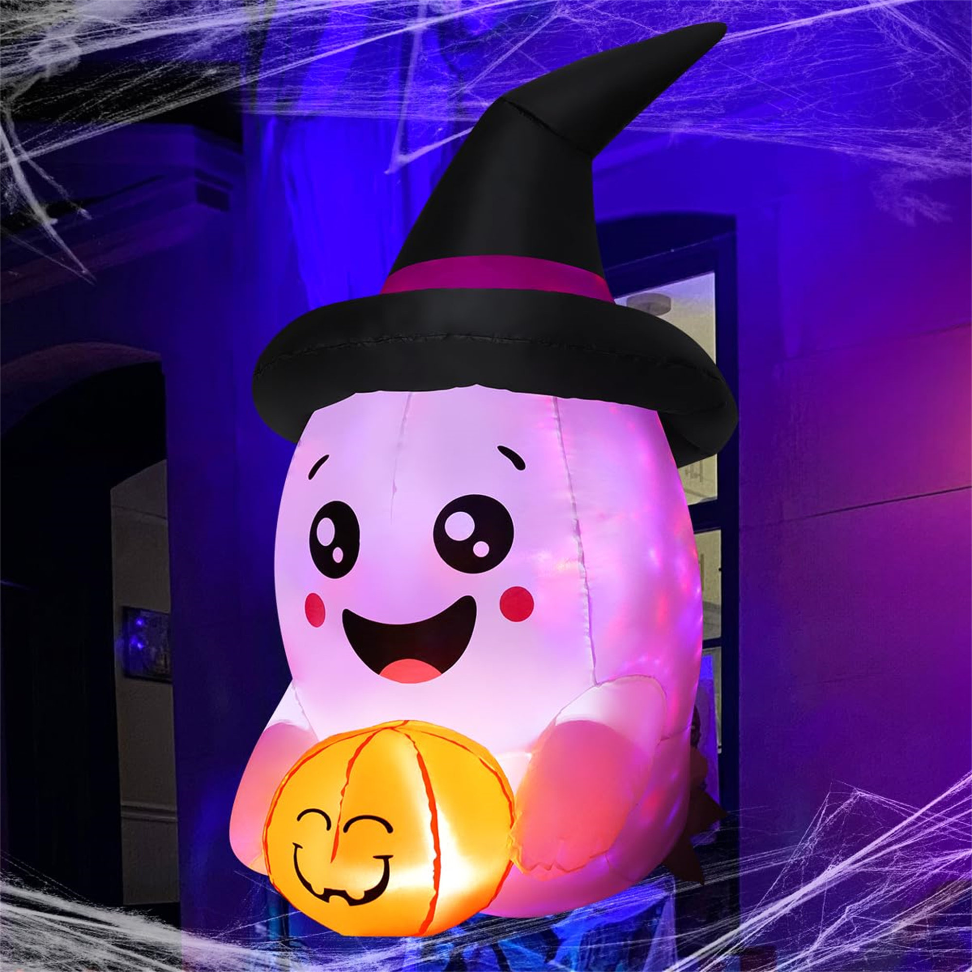 The Holiday Aisle® 3.6 FT Halloween Inflatable Window Ghost with LED ...