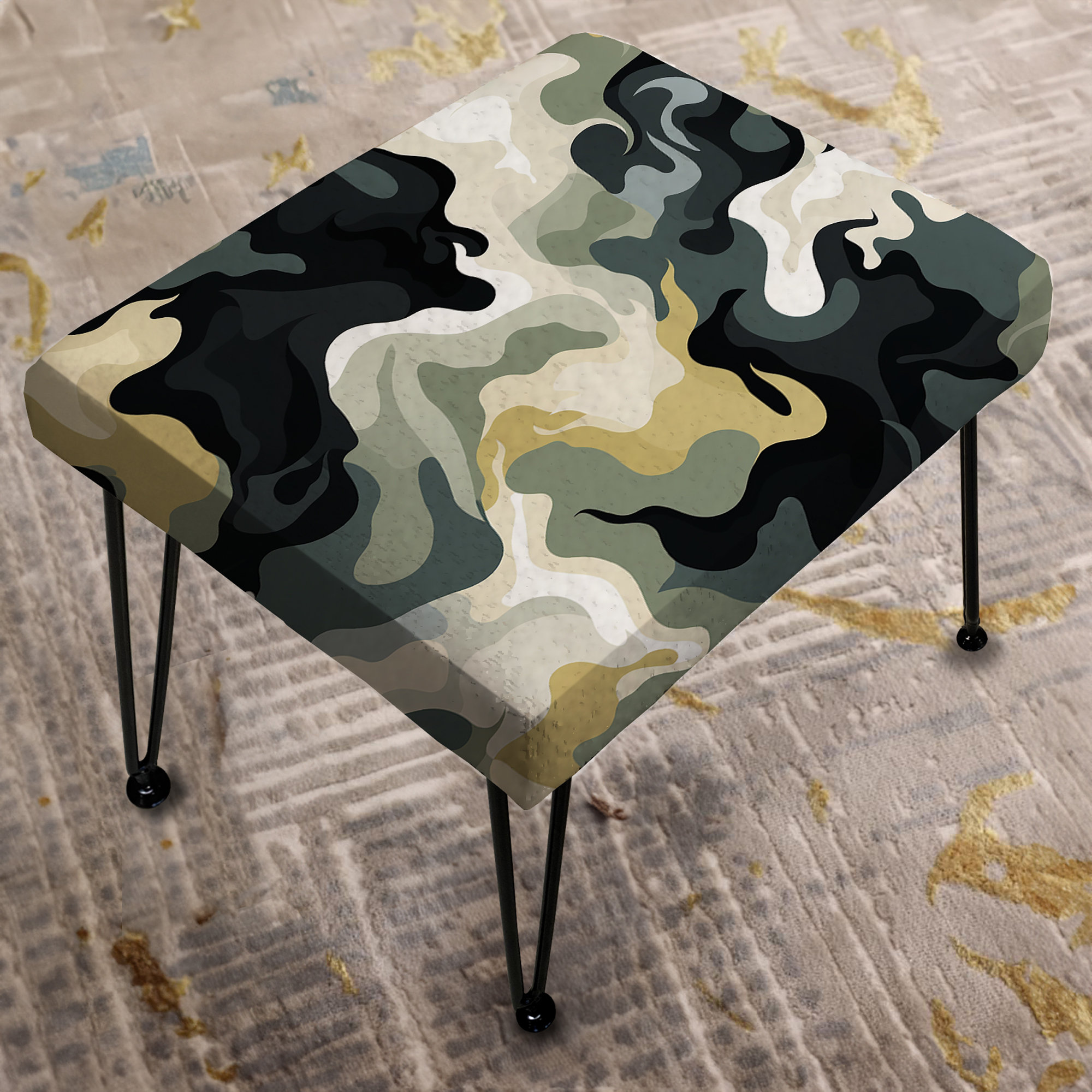 Design Art Industrial Edge - Camouflage Rectangle Ottoman | Wayfair