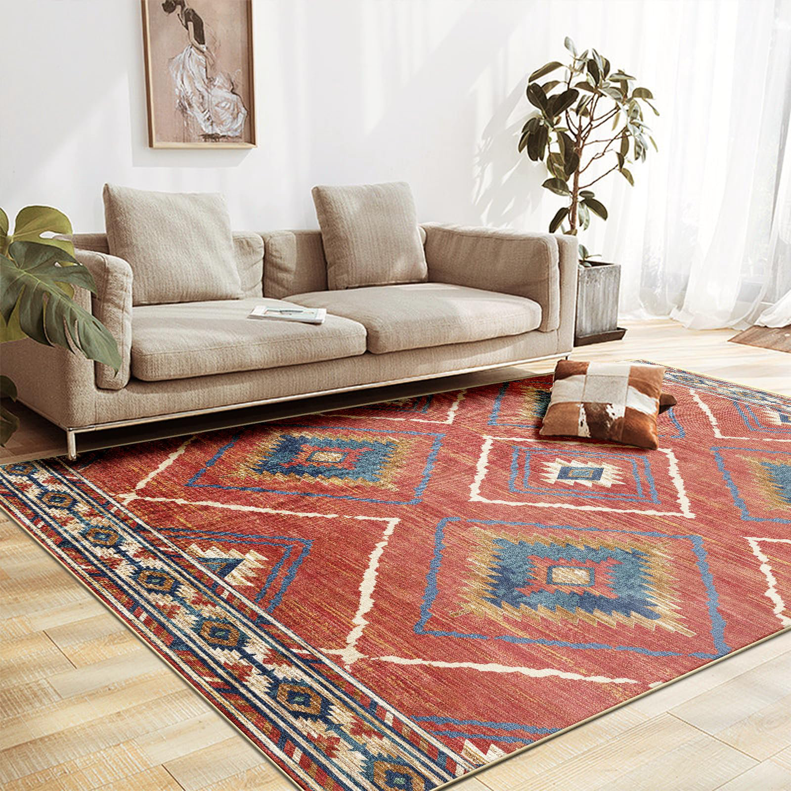 Union Rustic 8X10 Area Rugs, Washable 8X10 Rug, Non Slip Floor Carpet ...