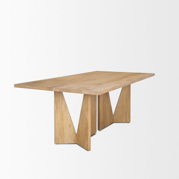 Mercana Tarro 84" Rectangular Light Brown Wood w/ Geometrical Base ...