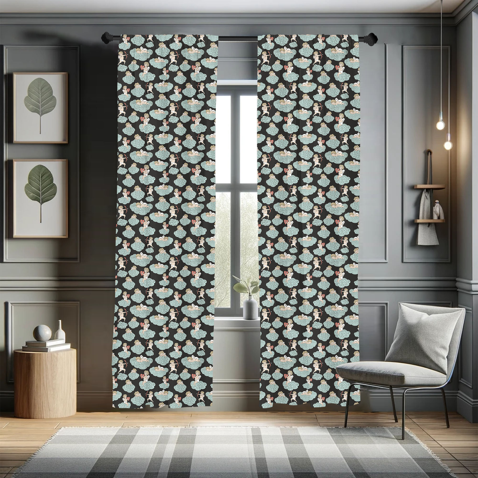 East Urban Home Angel Wings Floral Semi-Sheer Rod Pocket Sliding Panel ...