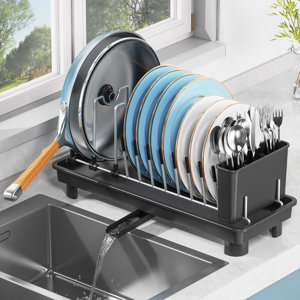 ZINOGI Compact Stainless Steel Dish Drying Rack with Cutlery Holder ...
