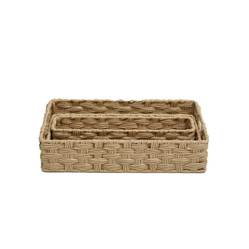Bay Isle Home™ Canham Set of 3pcs Resin Rattan Storage Bin | Wayfair