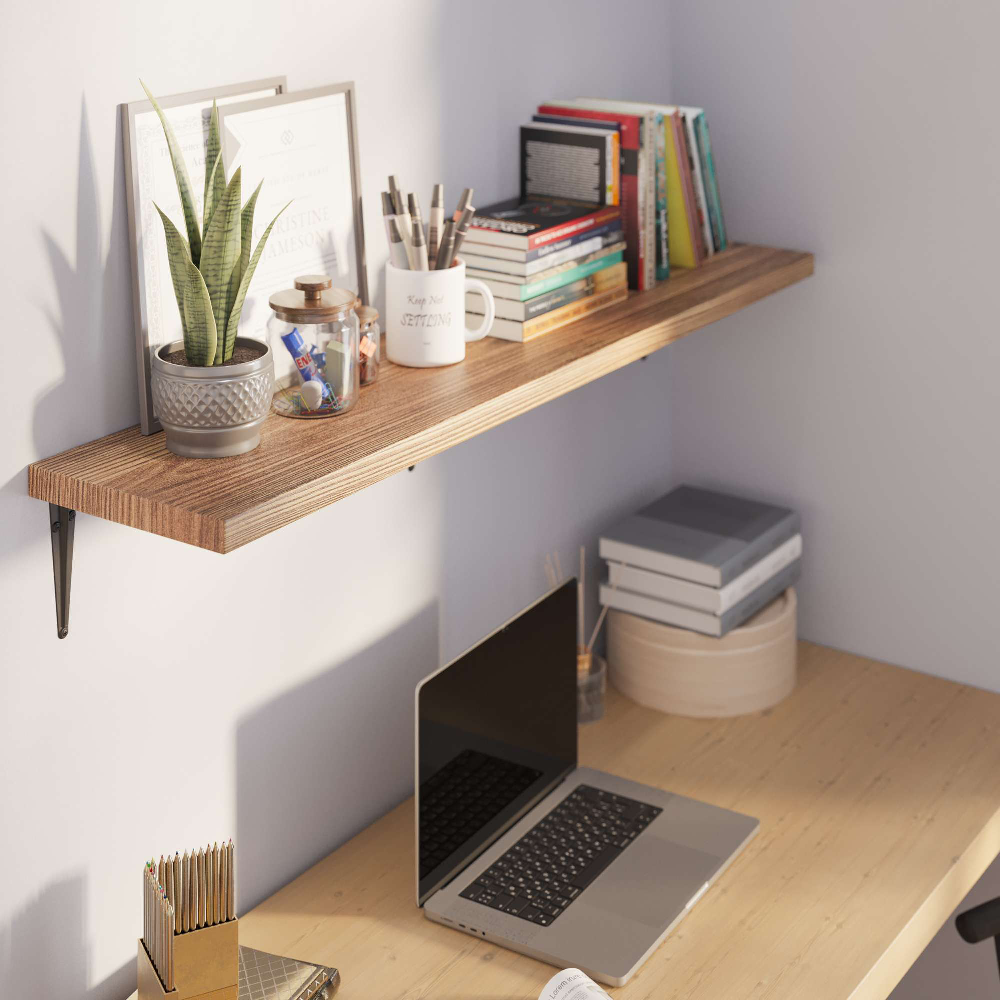 17 Stories 48'' Wall Bookshelves, Wood Floating Shelves, Deep Shelves ...