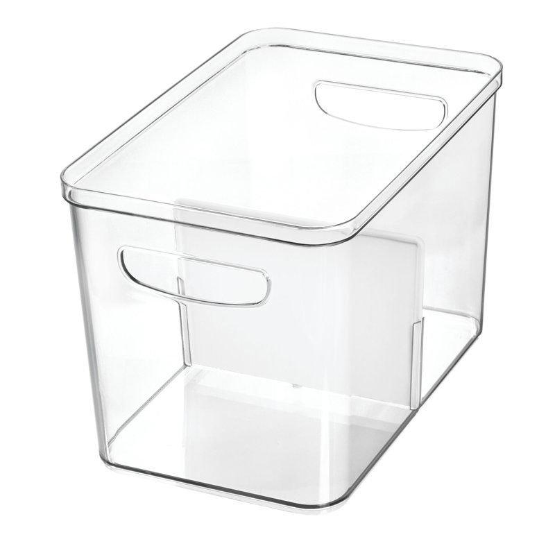 iDesign Crisp Divided Organizer Bin with Handles, 8" x 8" x 12", Clear ...