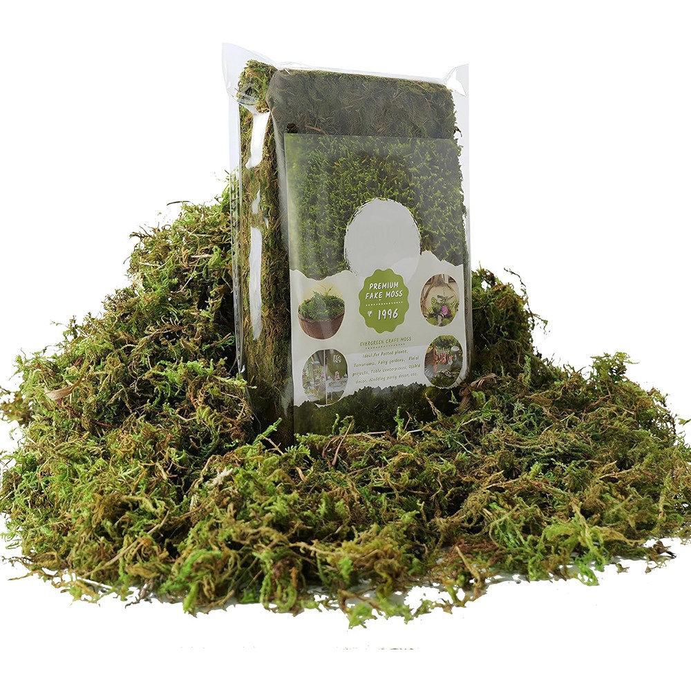 Primrue Fake Green Moss For Potted Plants, 4OZ Artificial Moss For DIY ...
