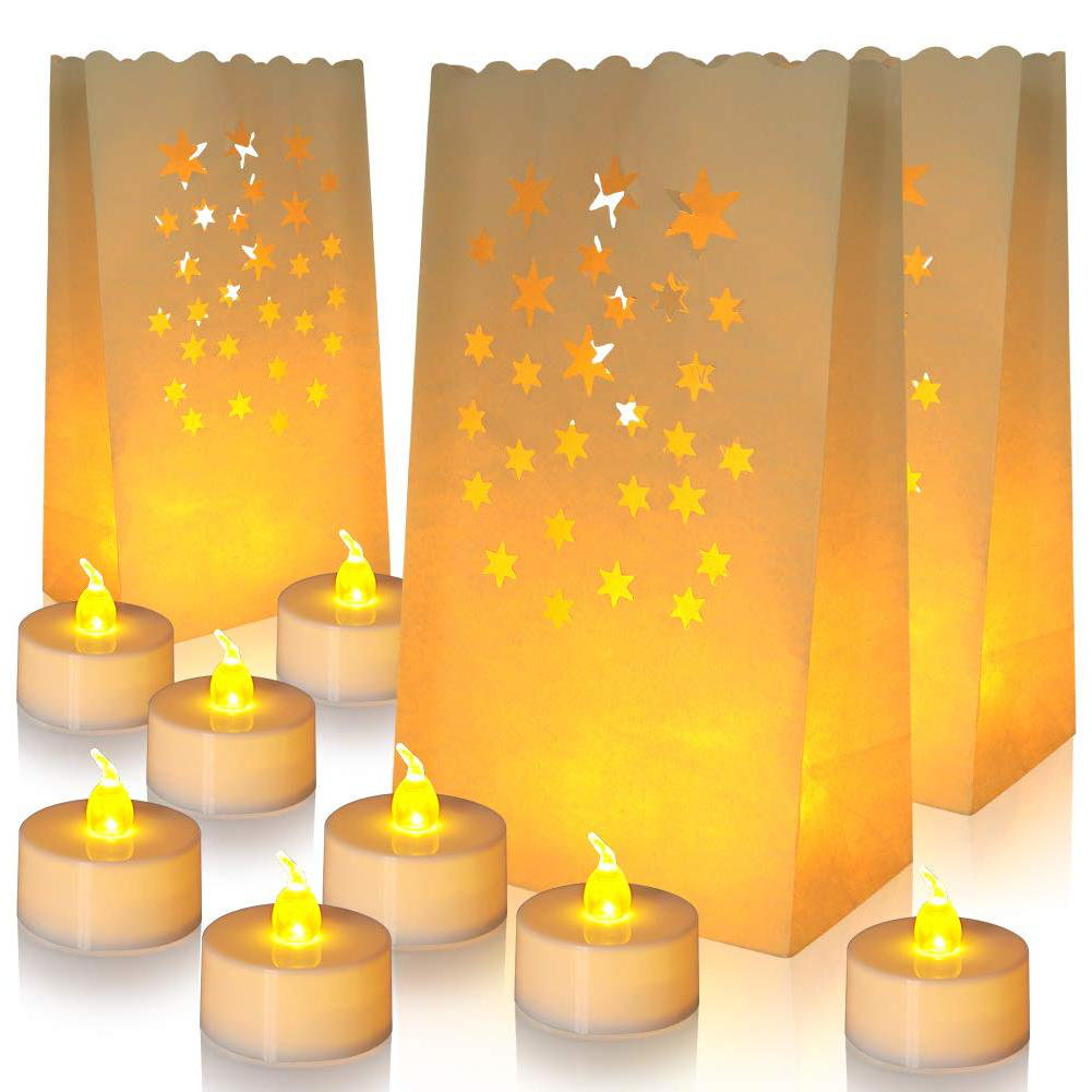 Red Barrel Studio 30-Pack Flameless Tea Lights with Luminary Bags – Realistic LED Fake Candles ...