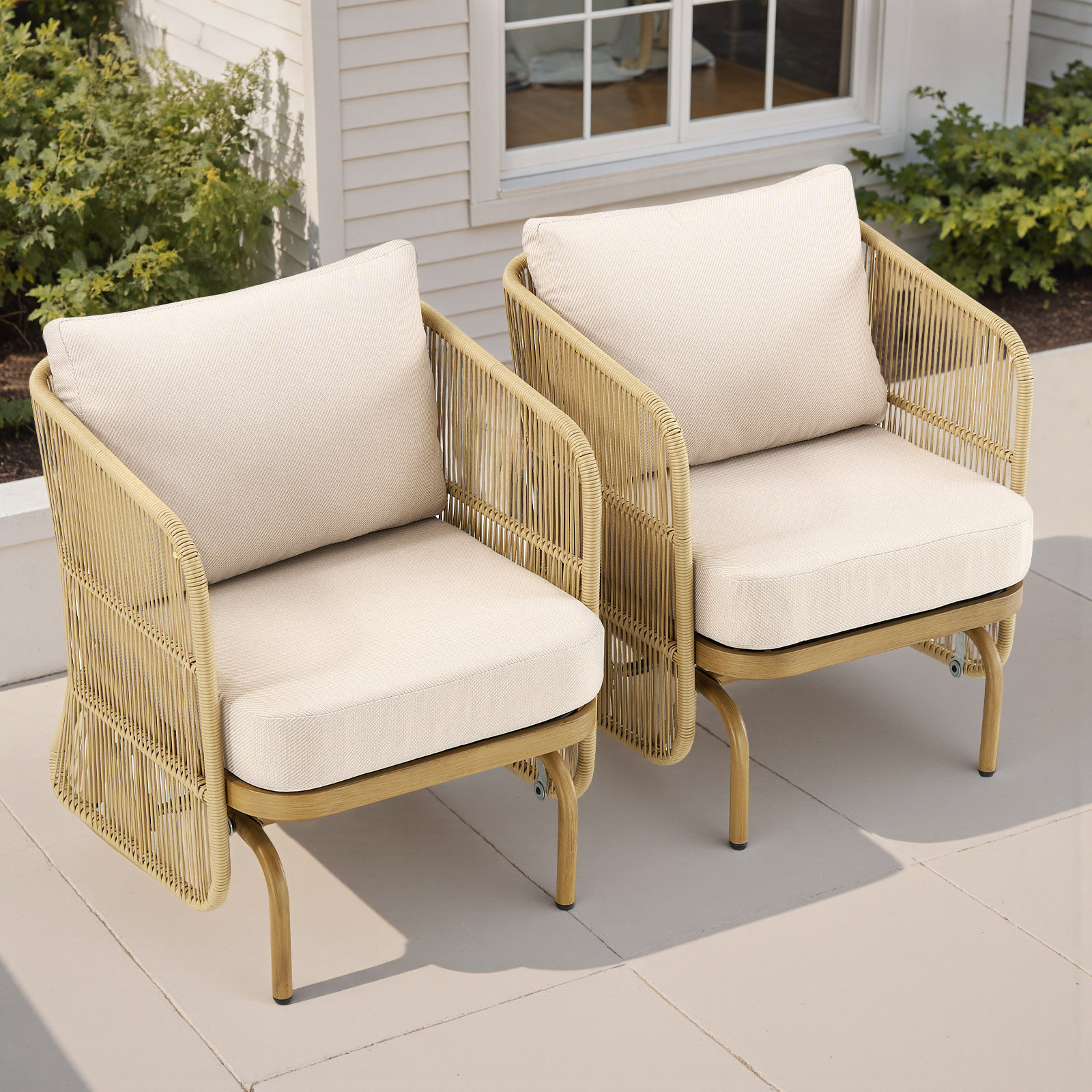 Hokku Designs Woven Rope Outdoor Rocking Chair, Outdoor Wicker Glider ...