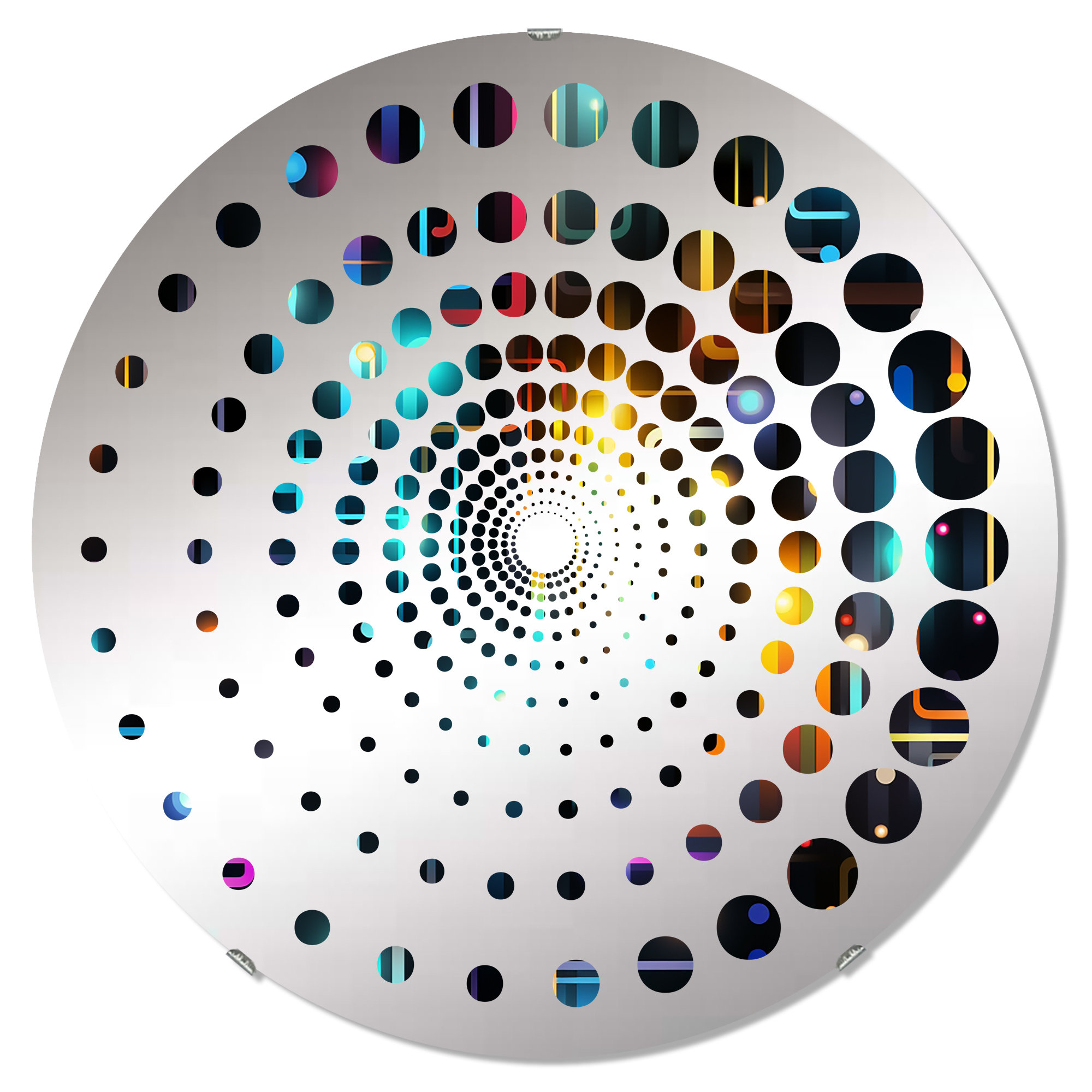 Design Art Neon Futuristic Cubic Mirage - Spiral Dot Decorative Mirror ...