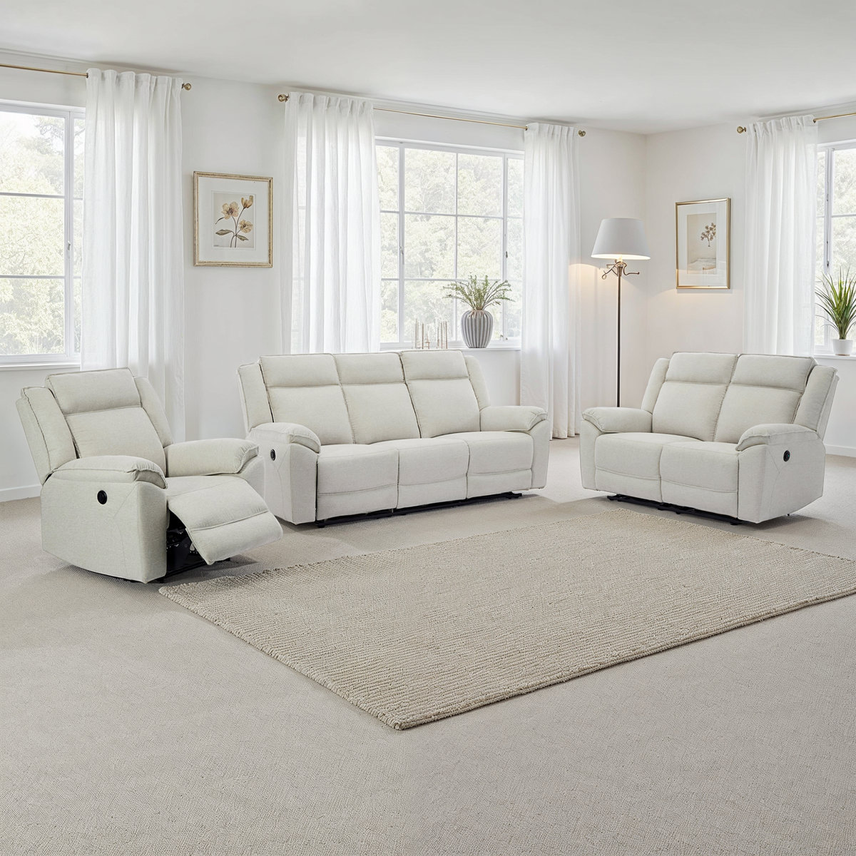 Latitude Run Beola 3+2+1 Linen Electric Recliner Sofa Set | Wayfair.co.uk