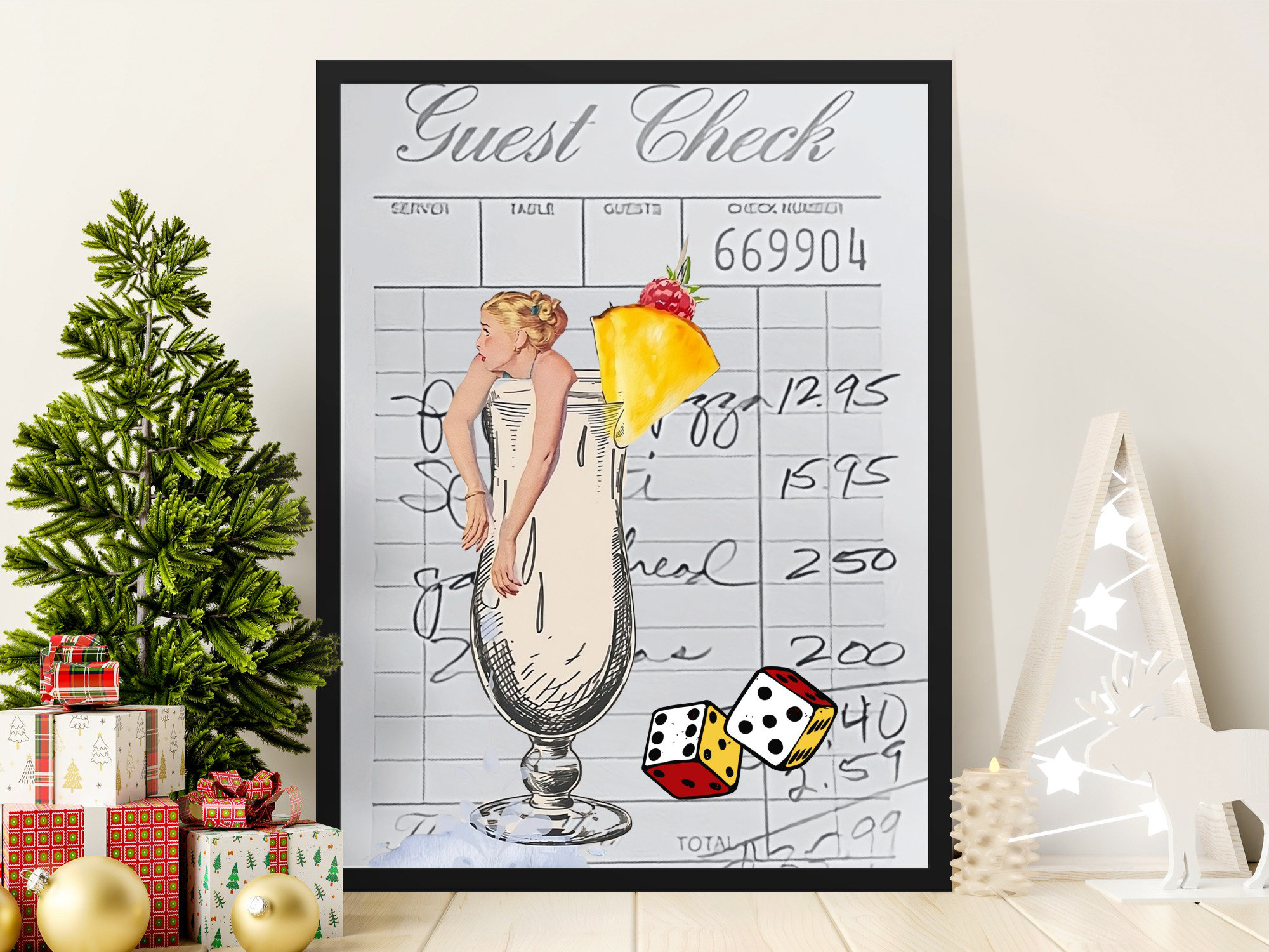 Happy Larry Cocktail Hour Wall Art, Retro Woman Print, Dice Artwork ...