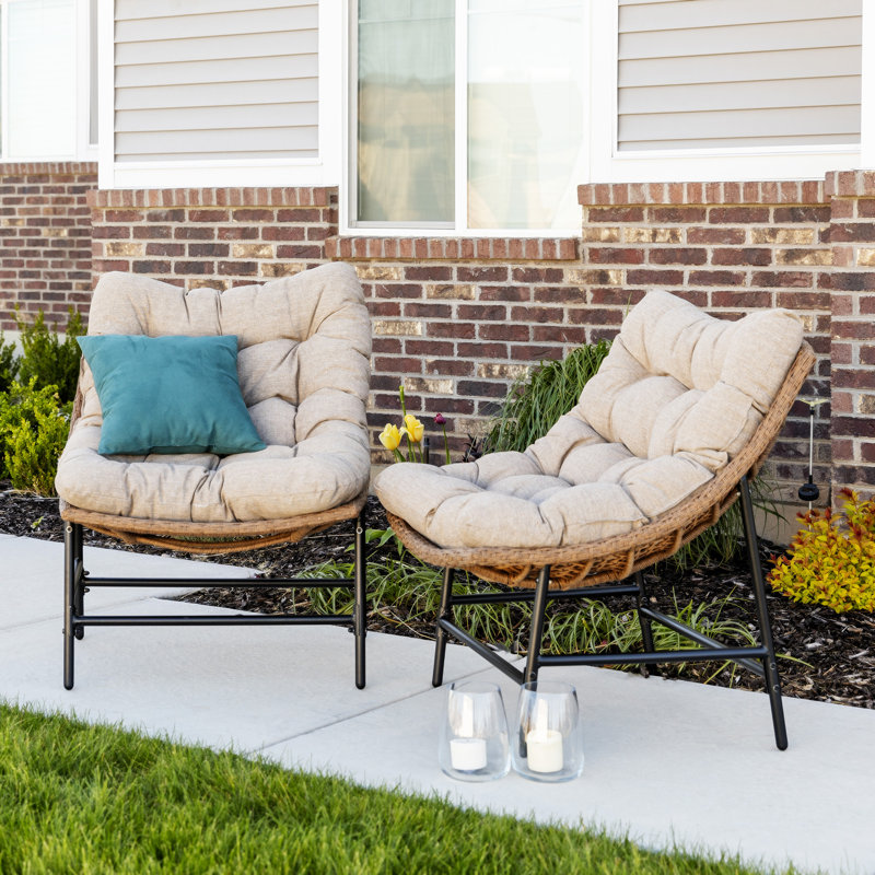 Bayou Breeze Coastal Scooped Outdoor Patio Chairs With Cushions | Wayfair