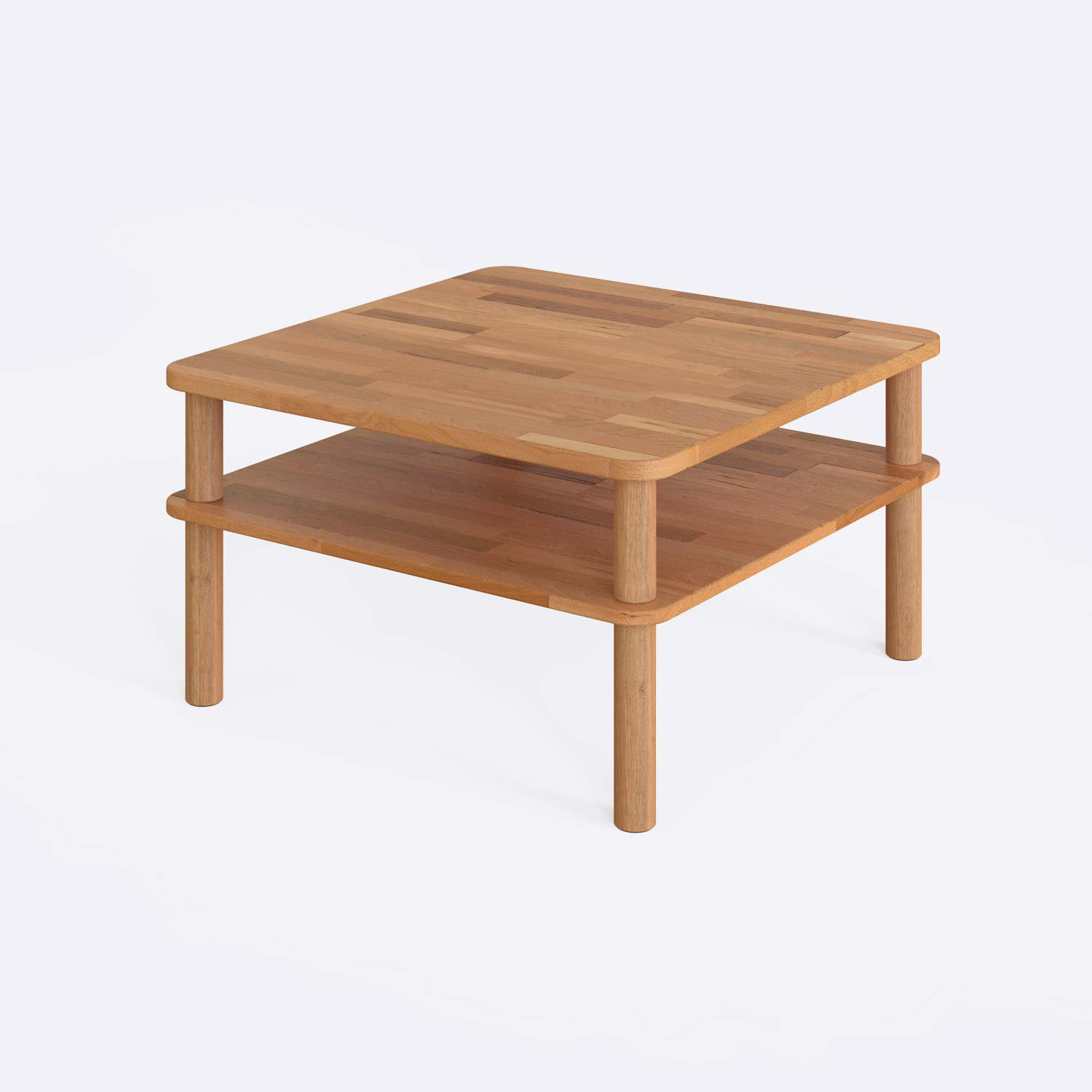Demontha Solid Wood Modern Square Large Coffee Table with Storage Shelf ...