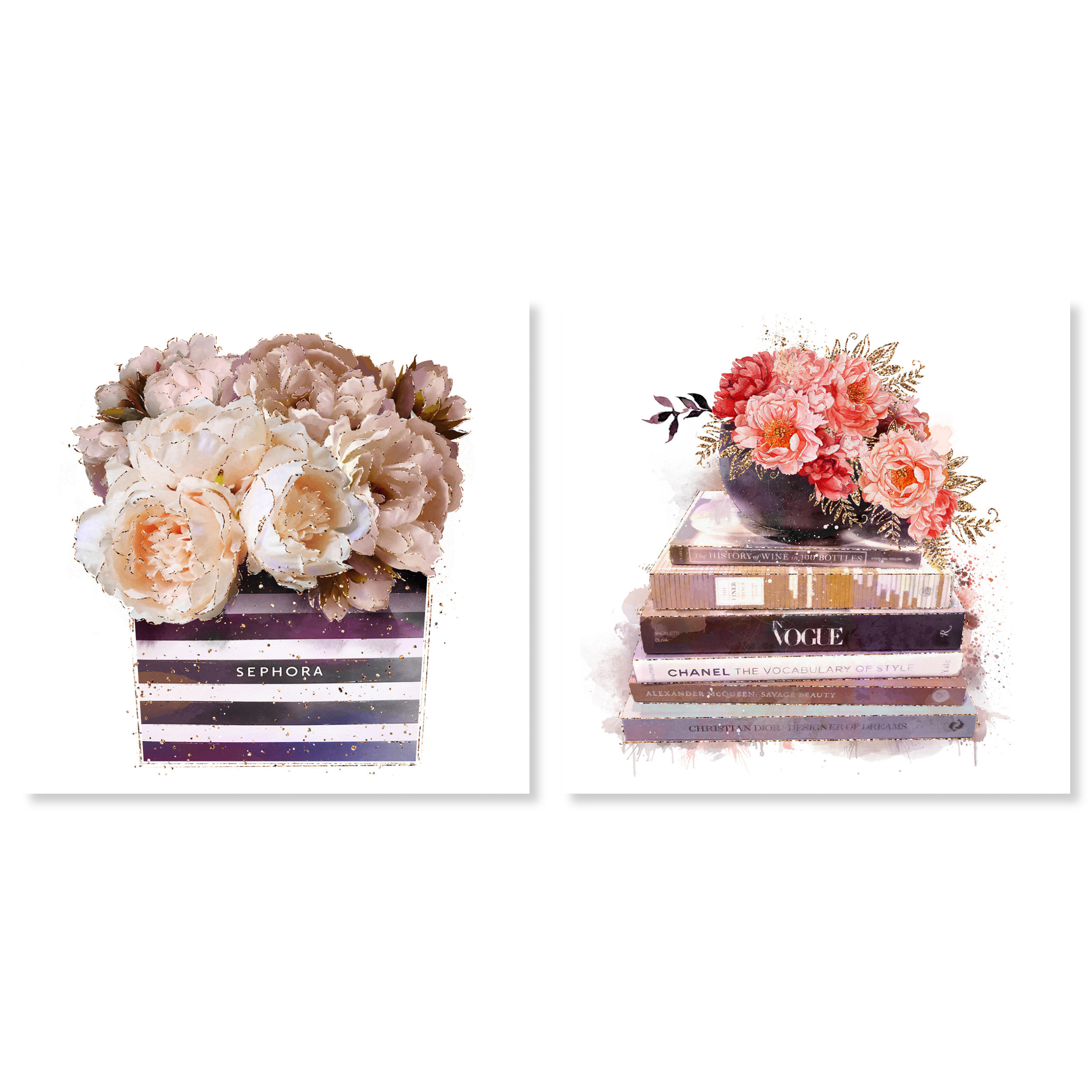 Oliver Gal Romantic Vibes Booking Set - 2 Piece Graphic Art Set on ...
