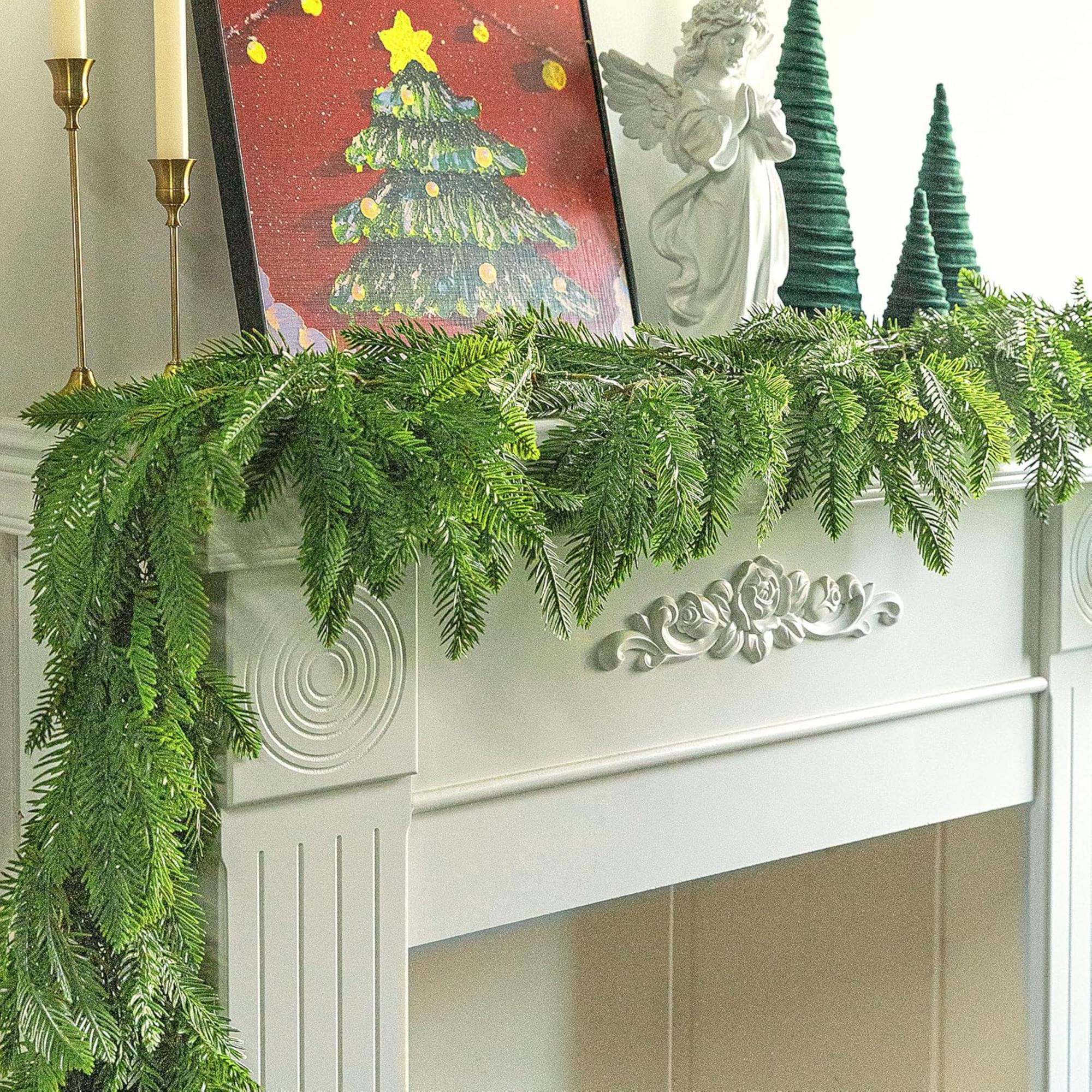 The Holiday Aisle® 6 Ft Christmas Norfolk Pine Garland- 3 Fork Dense Real Touch Pine Garland ...