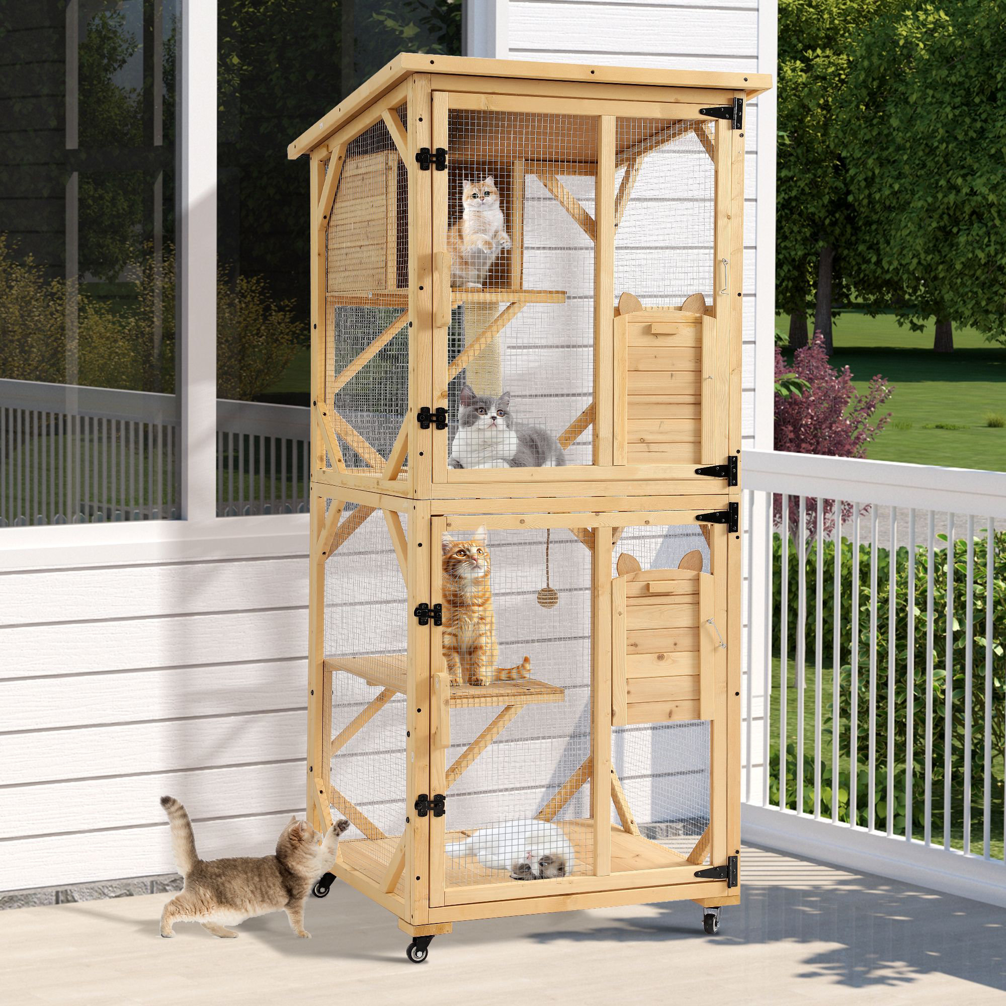 Tucker Murphy Pet™ Catio Outdoor Cat Enclosure,4 Tiers Cat House with ...