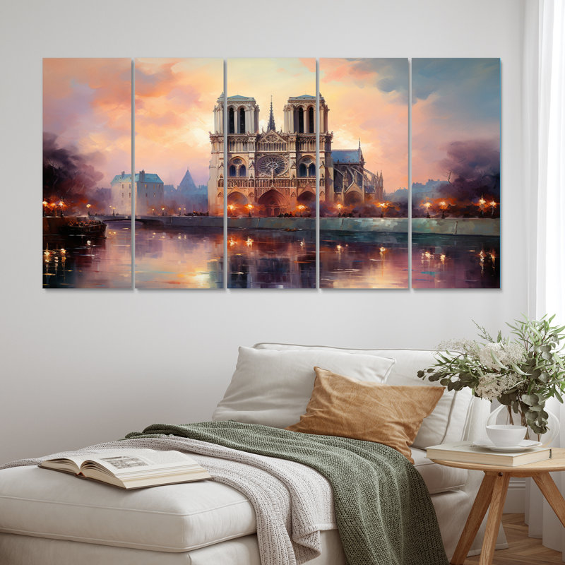 Charlton Home® The Normandy Cathedral By Claude III On Canvas 5 Pieces ...