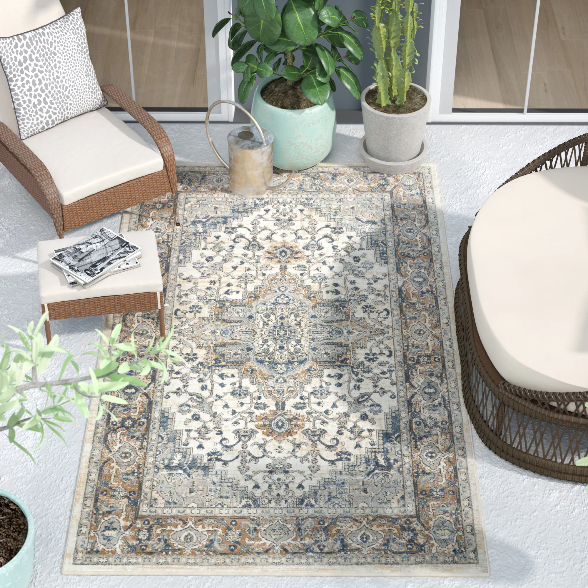 Lark Manor Jurado Oriental Ivory/Gray/Beige Area Rug & Reviews | Wayfair