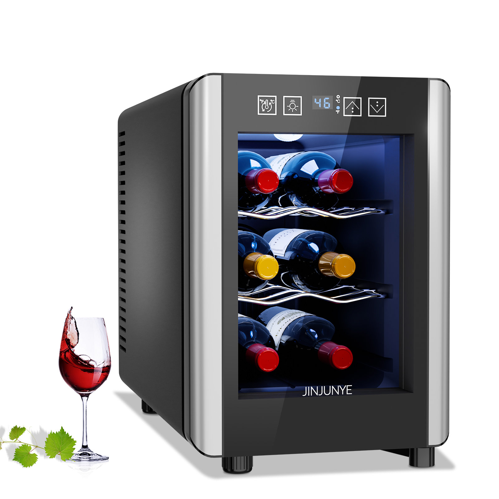 Metaoutdoors 6 Bottle Wine Cooler, Small Countertop Wine Fridge With ...