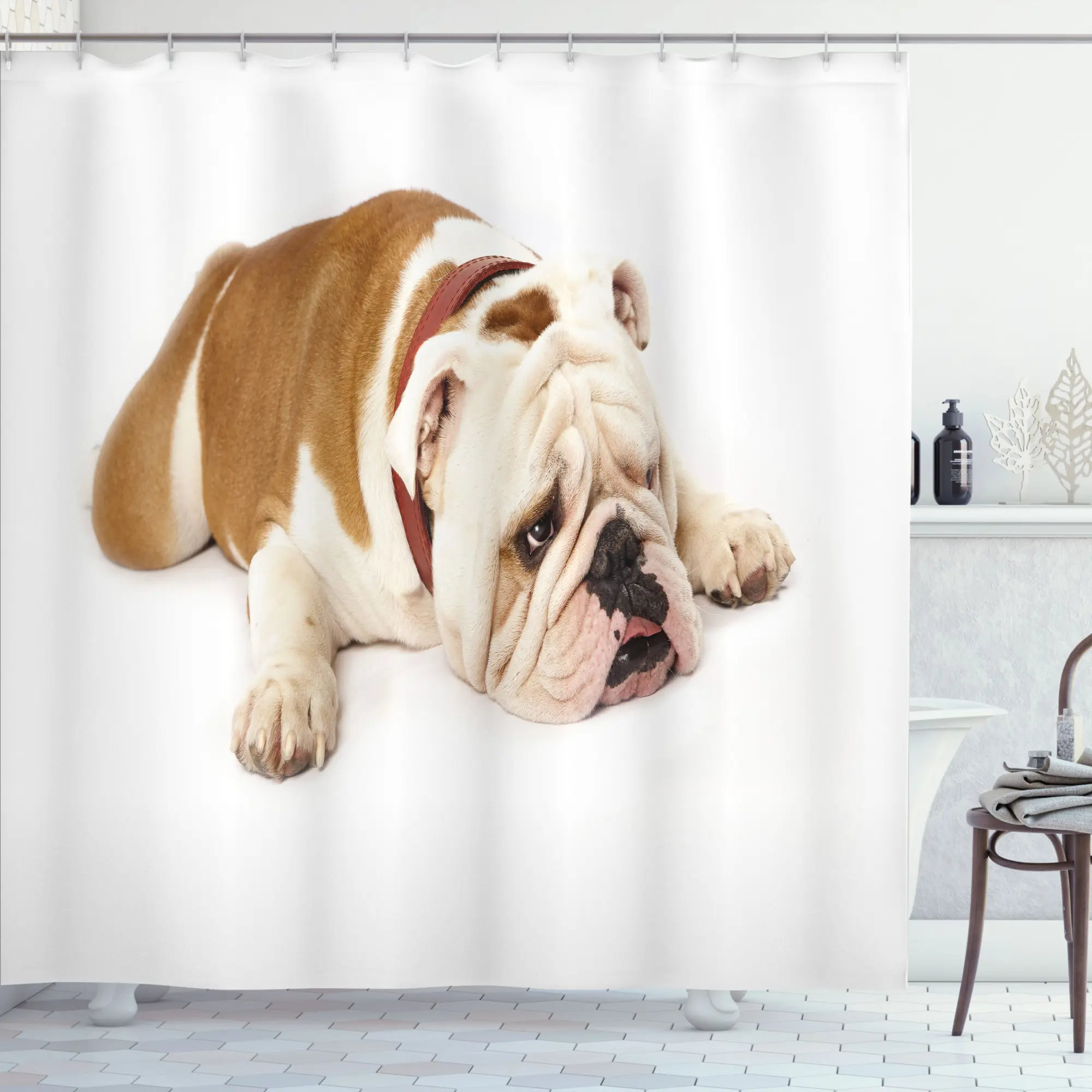 Ambesonne English Bulldog Shower Curtain Set + Hooks | Wayfair