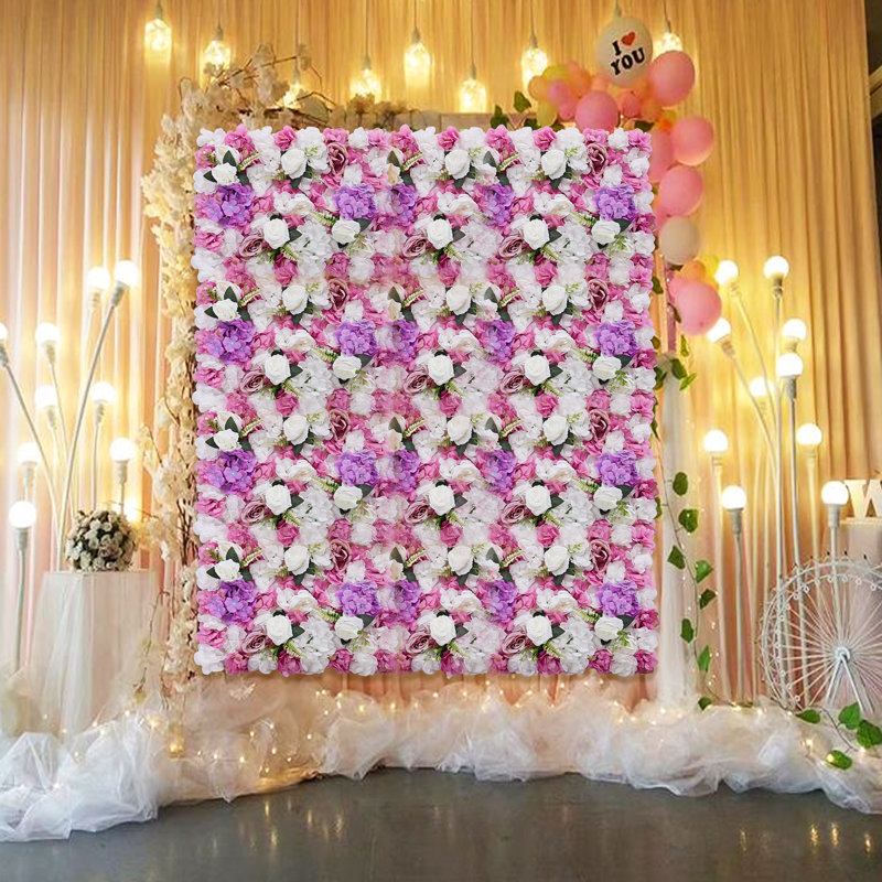 Primrue 6 PCS Flower Wall Panel 24"x16" Artificial Flowers Wall ...