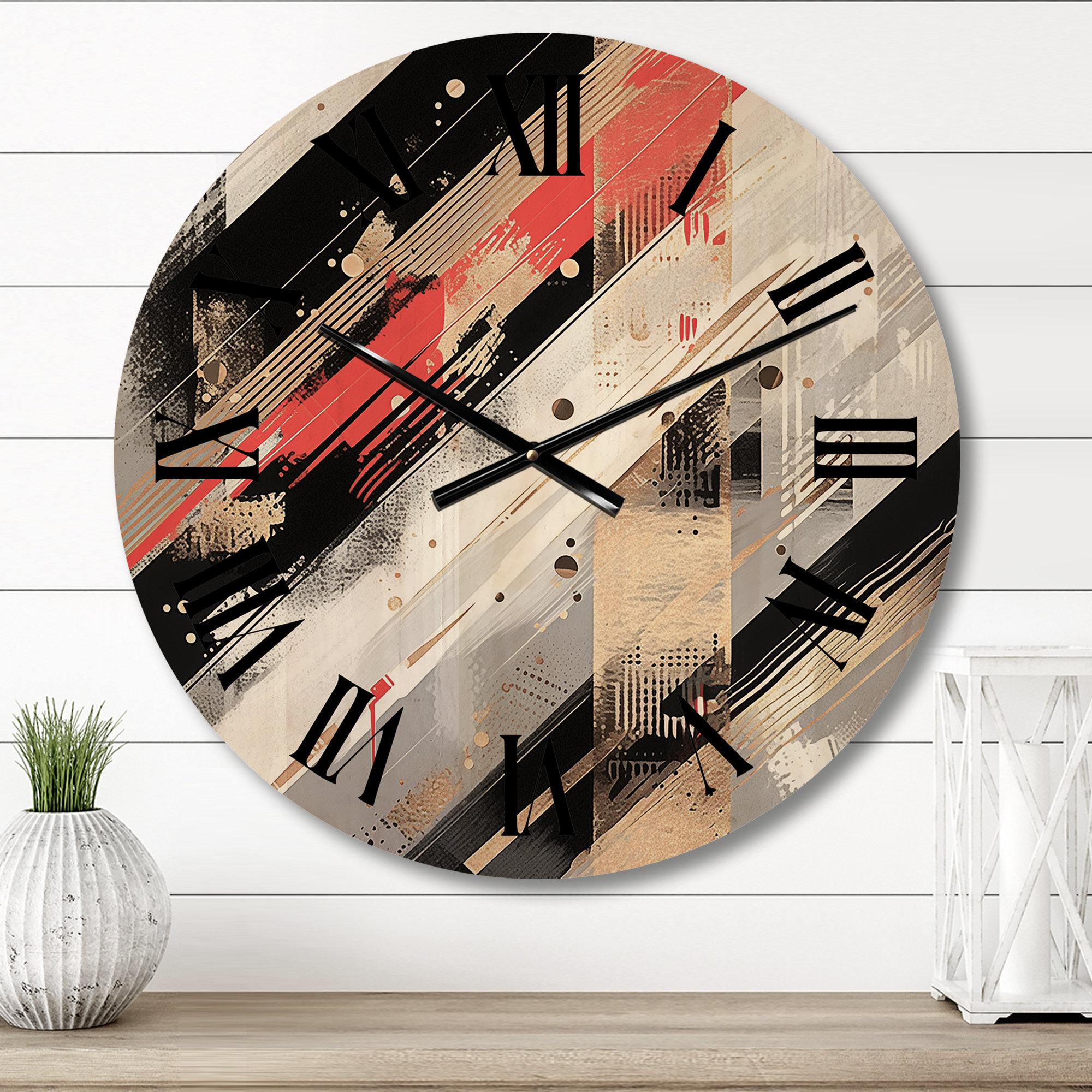 East Urban Home Red and Gold Cubic Abstract II - Cubism Oversized Wood ...