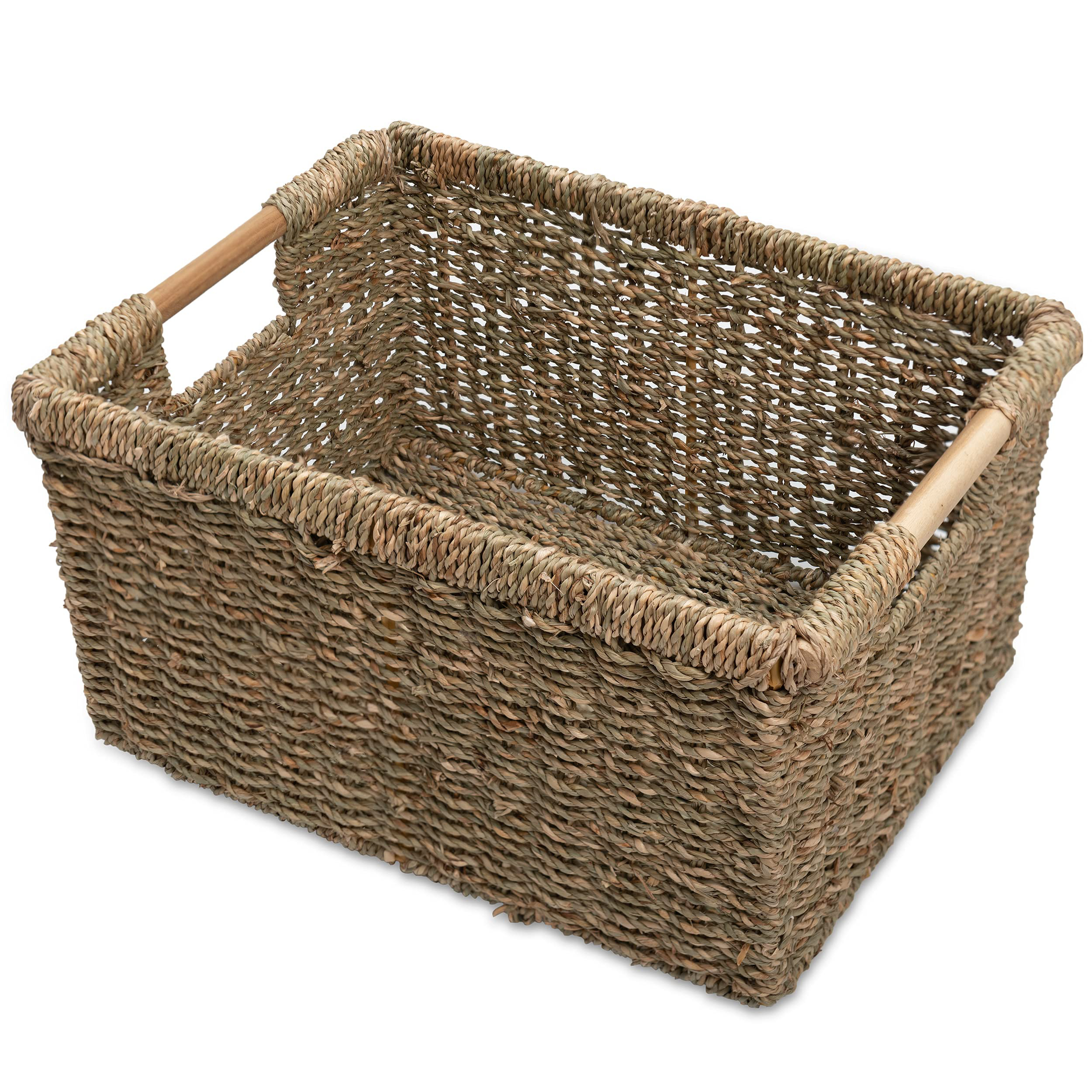 Bayou Breeze Large Rectangular Storage Basket With Wooden Handles - 14. ...