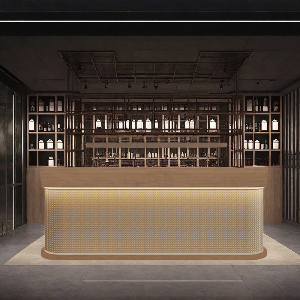 XOPOL Home Retro Style Bar Counter with Wine Rack, Glass Holders ...