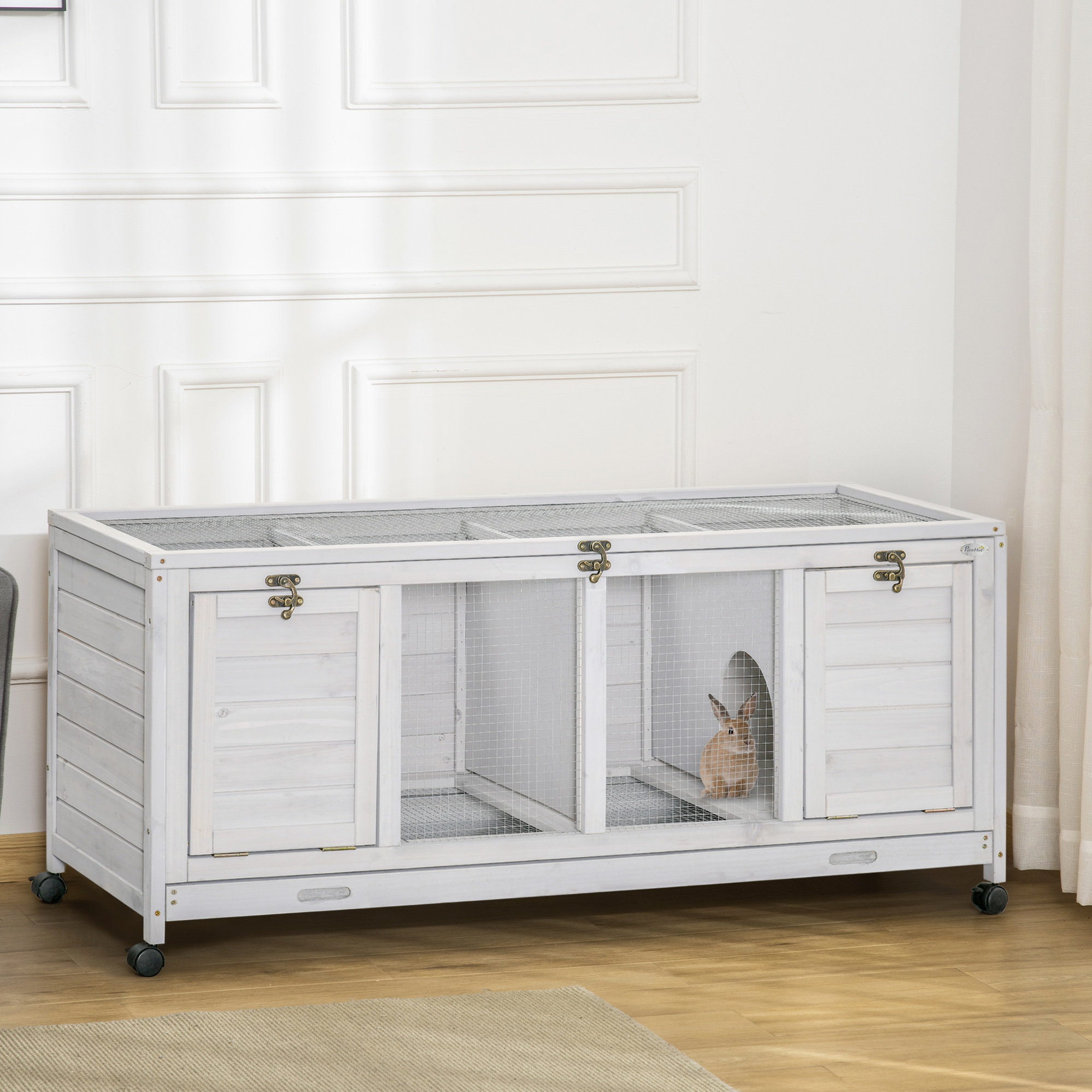 Ebern Designs Wooden Rabbit House With Partition Plate And Mobile ...