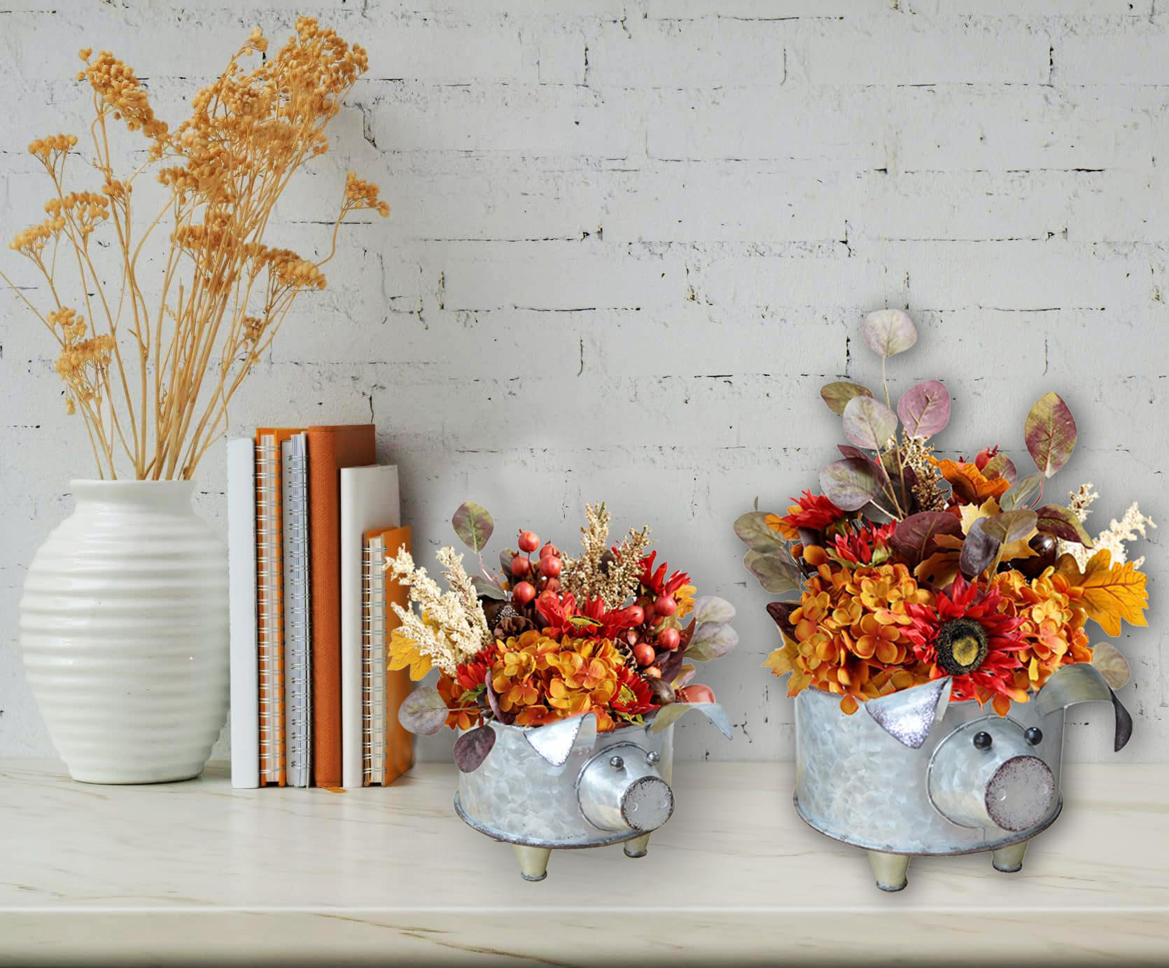 August Grove Rustic Metal Planters Set Of 2 - Silver Grey Plant Pots ...