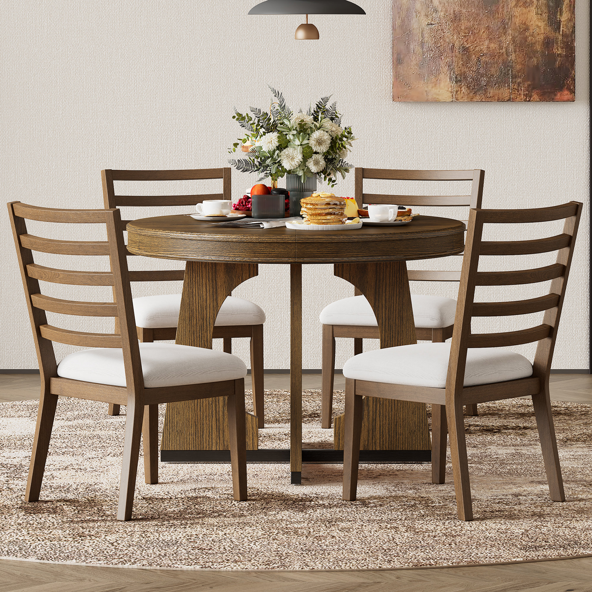 Lark Manor™ Hervey 5-Piece Retro Rustic Functional Dining Set Unique ...