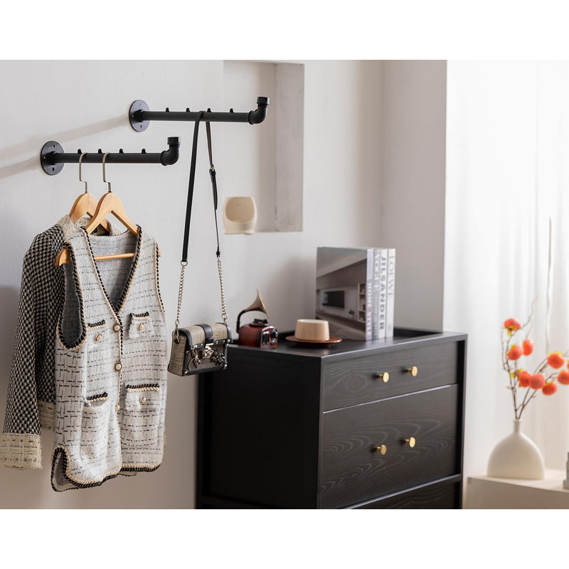 Williston Forge Industrial Wall Pipe Clothes Bar | Wayfair