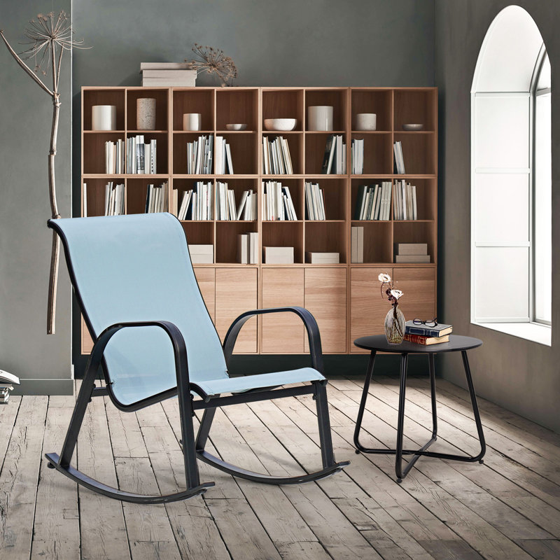 Red Barrel Studio® Outdoor PVC-Coated Polyester Patio Rocking Chair Set ...