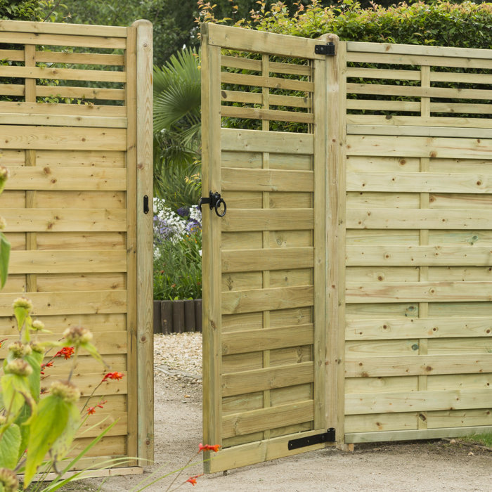 Forest Garden 180.0098cm H x 89.9922cm W Natural Timber Wood Gate ...