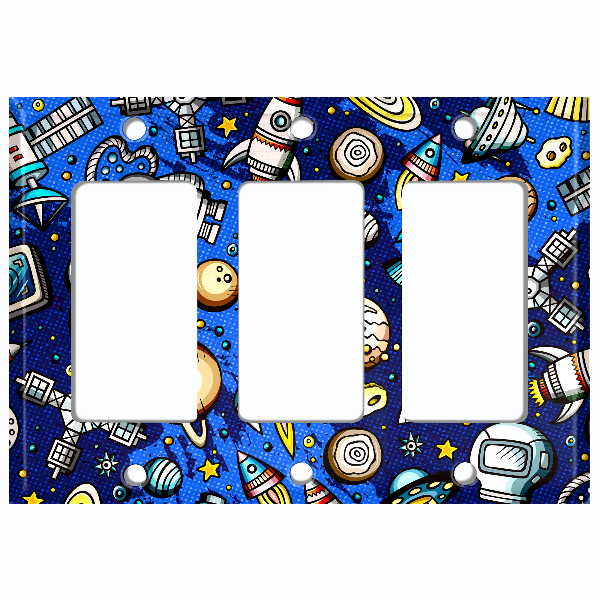 WorldAcc Metal Light Switch Plate Outlet Cover (Rocket Ship Space ...