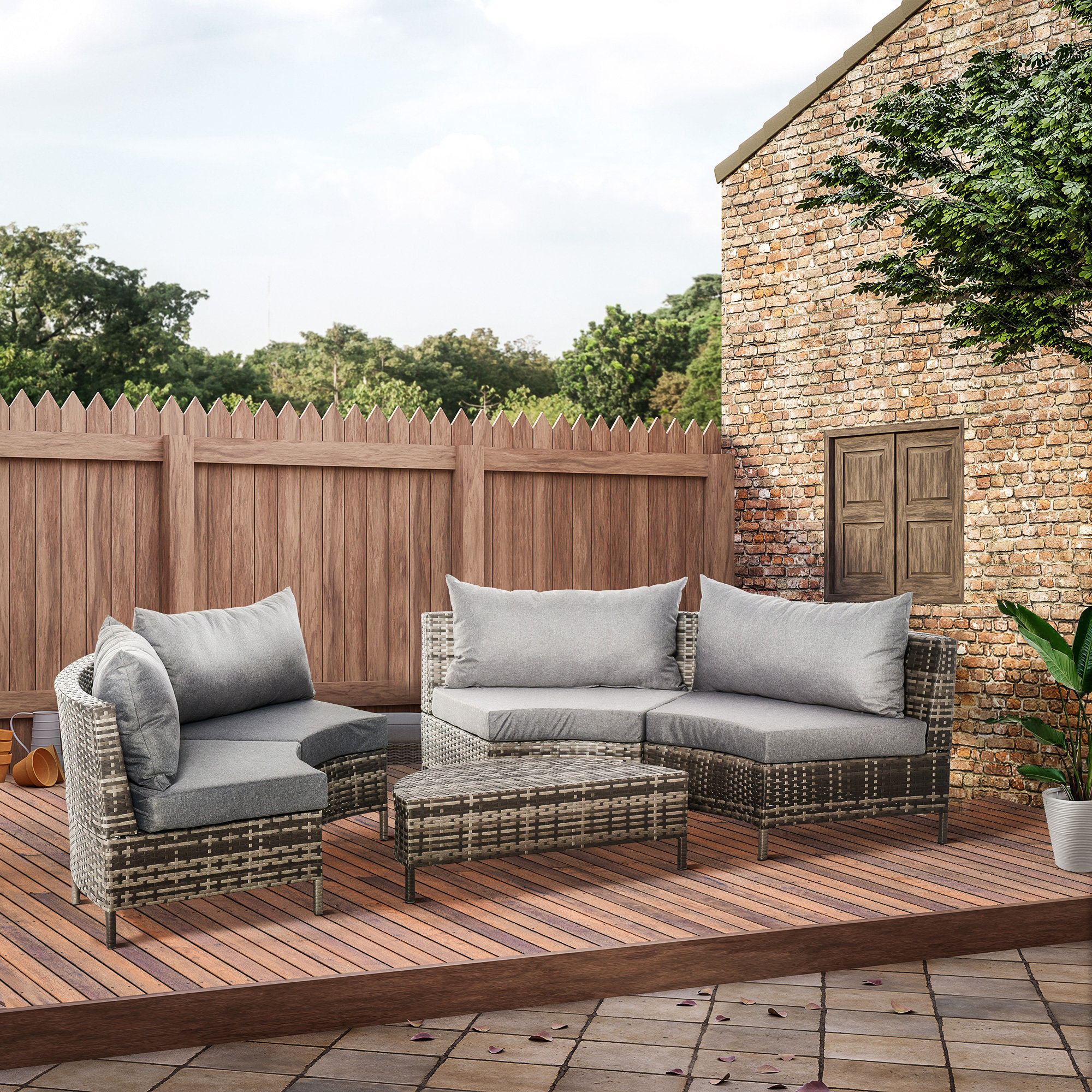 Latitude Run® 8 - Person 5 piece Rattan Multiple Chair Seating Group ...