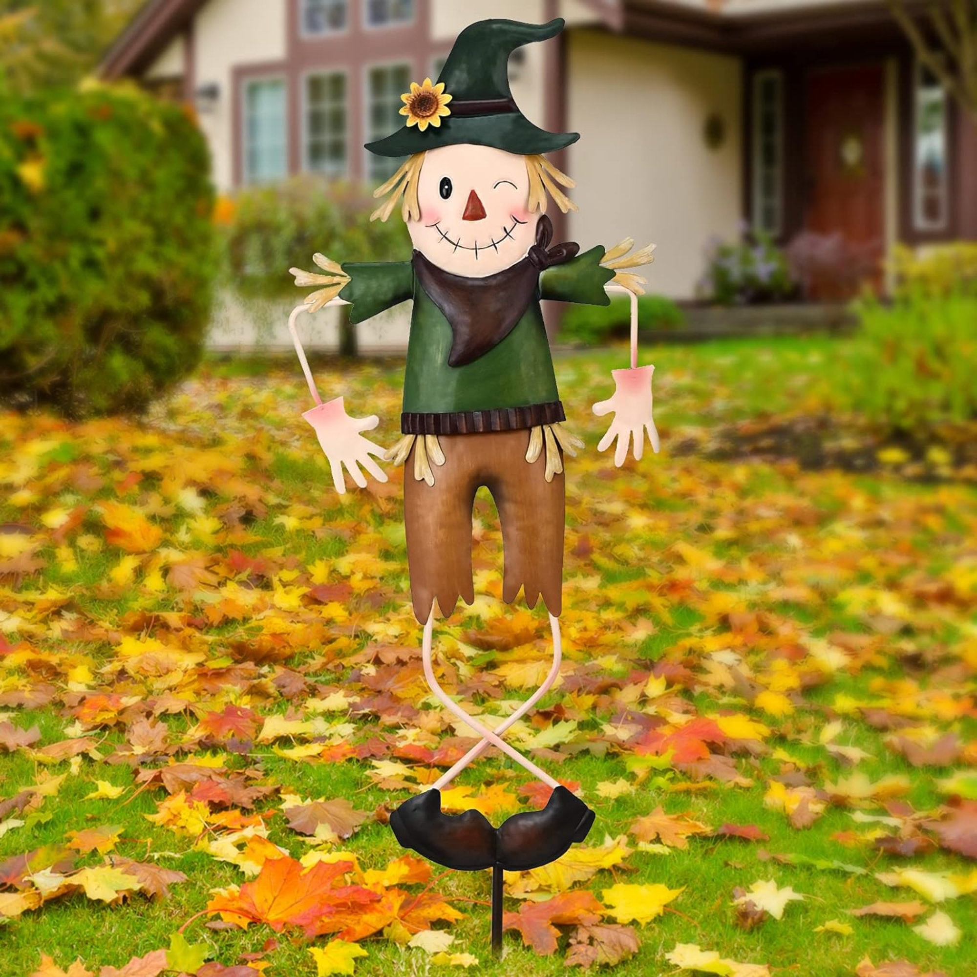 The Holiday Aisle® Thanksgiving Decoration Metal Scarecrow Yard Stakes ...