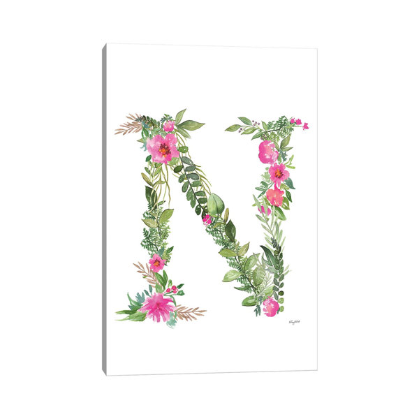 Happy Larry Botanical Letter N by Kelsey McNatt - Wrapped Canvas ...