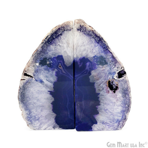 GEMMART USA Purple Geode Bookend, Unique Agate Bookend Pair, Mineral ...